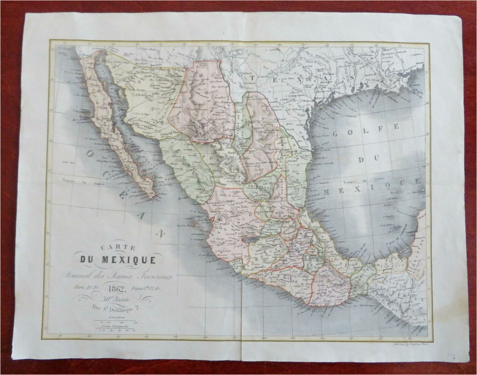 United Mexican States Mexico City Vera Cruz Rio Grande 1862 Goyer map ...