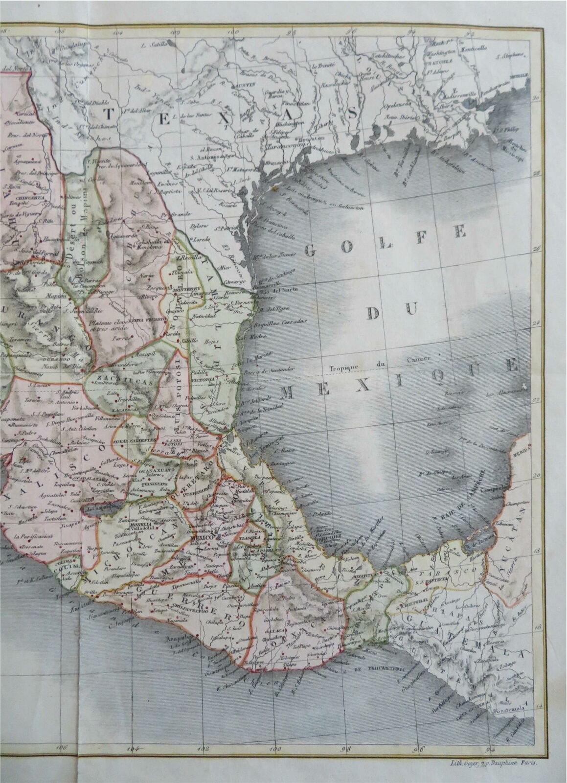 United Mexican States Mexico City Vera Cruz Rio Grande 1862 Goyer map ...