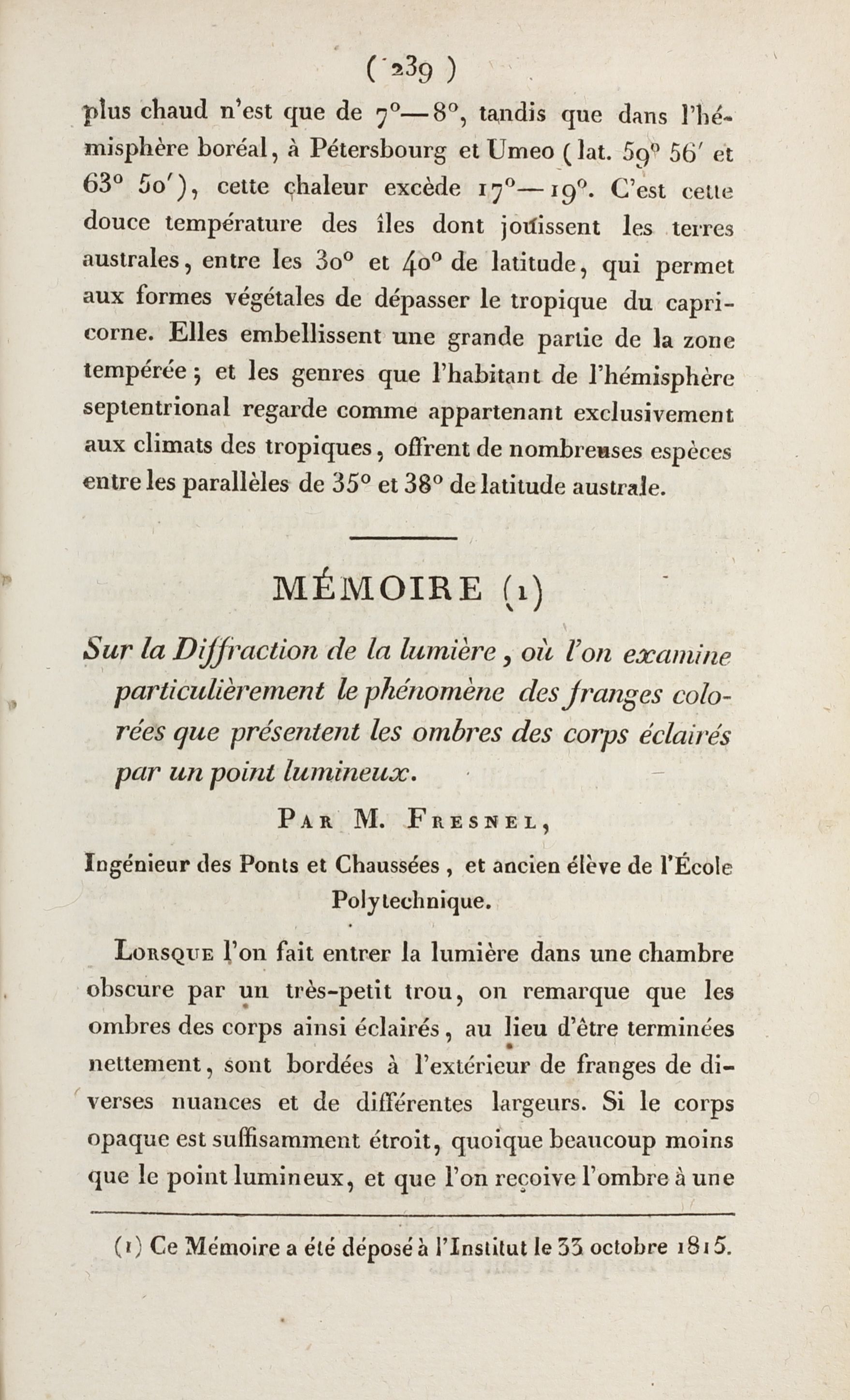 Mémoire sur la diffraction de la lumière | Barnebys Mémoire sur la diffraction de la lumière | Barnebys