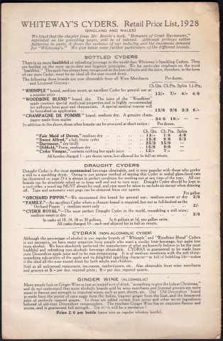 Price List. 1928. von WHITEWAY S CYDER.: Very Good Soft cover (1928 ...