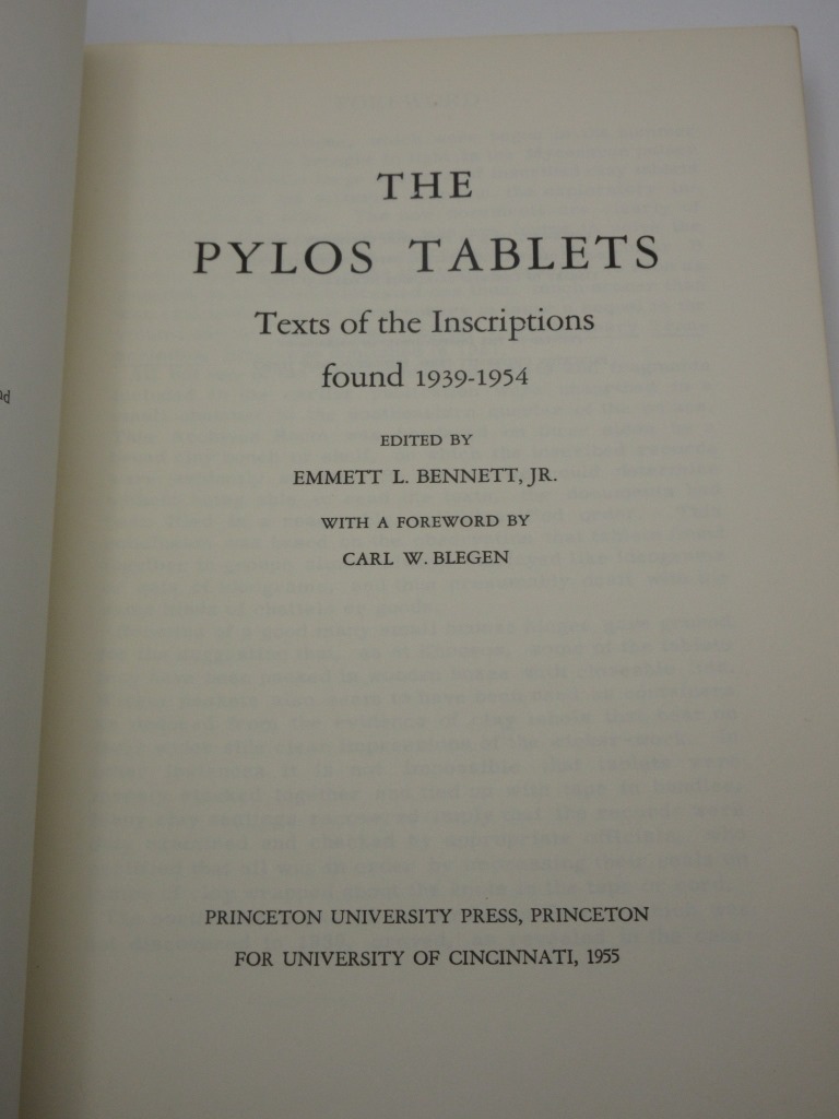 The Pylos Tablets: Texts of the Inscriptions Found, 1939-1954 by Emmett ...