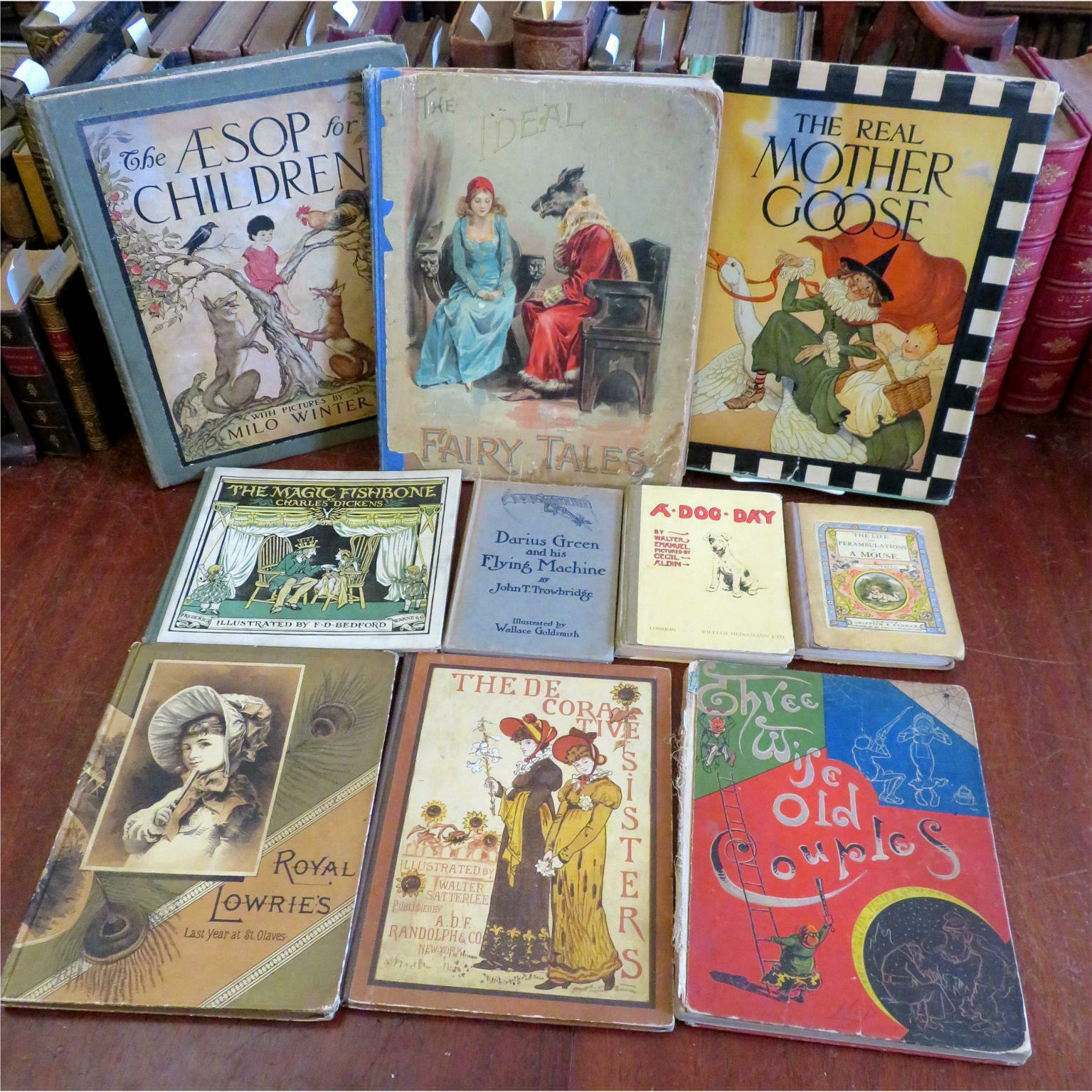 Children's Books collection Mother Goose Fairy Tales Aesop Lot x 10 old ...