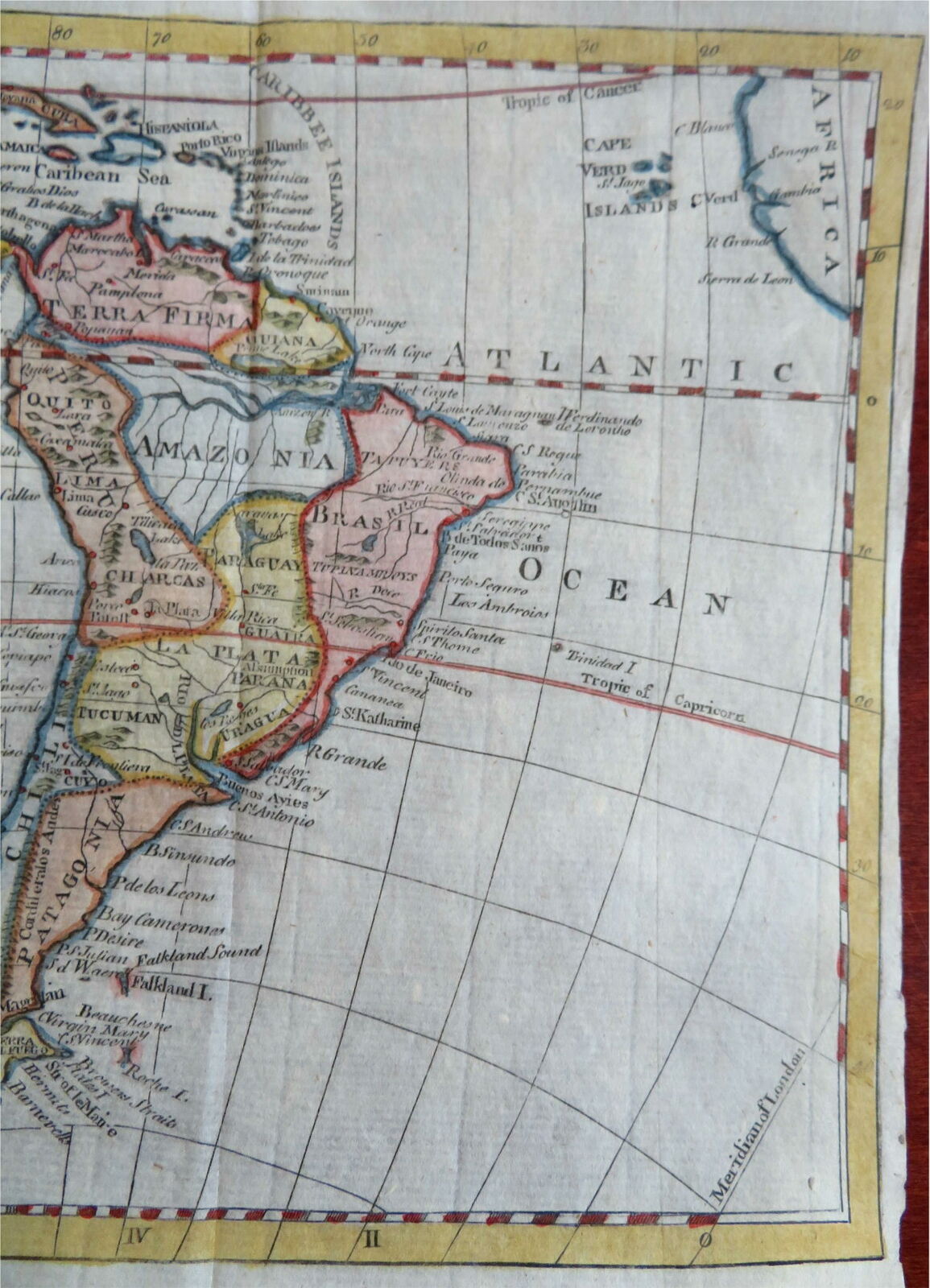 South America European Colonies Terra Firma Brazil Peru 1766 decorative ...