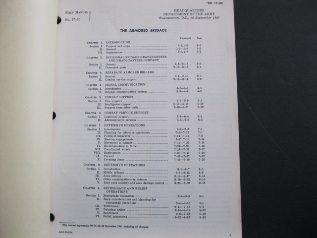 THE ARMORED BRIGADE FM 17-30 Department Of The Army Field Manual by ...
