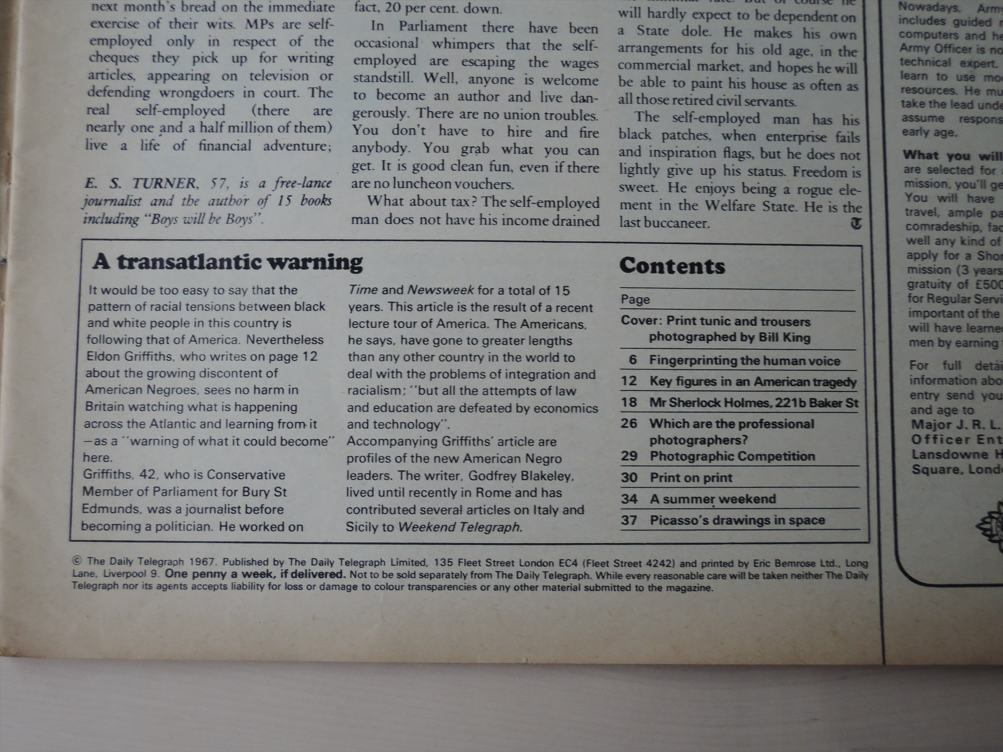 Weekend Telegraph Magazine, June 9, 1967 Number 140 by E.S. Turner ...