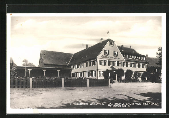 Ansichtskarte Welzheim Gasthof Zum Lamm Manuskript Papierantiquität