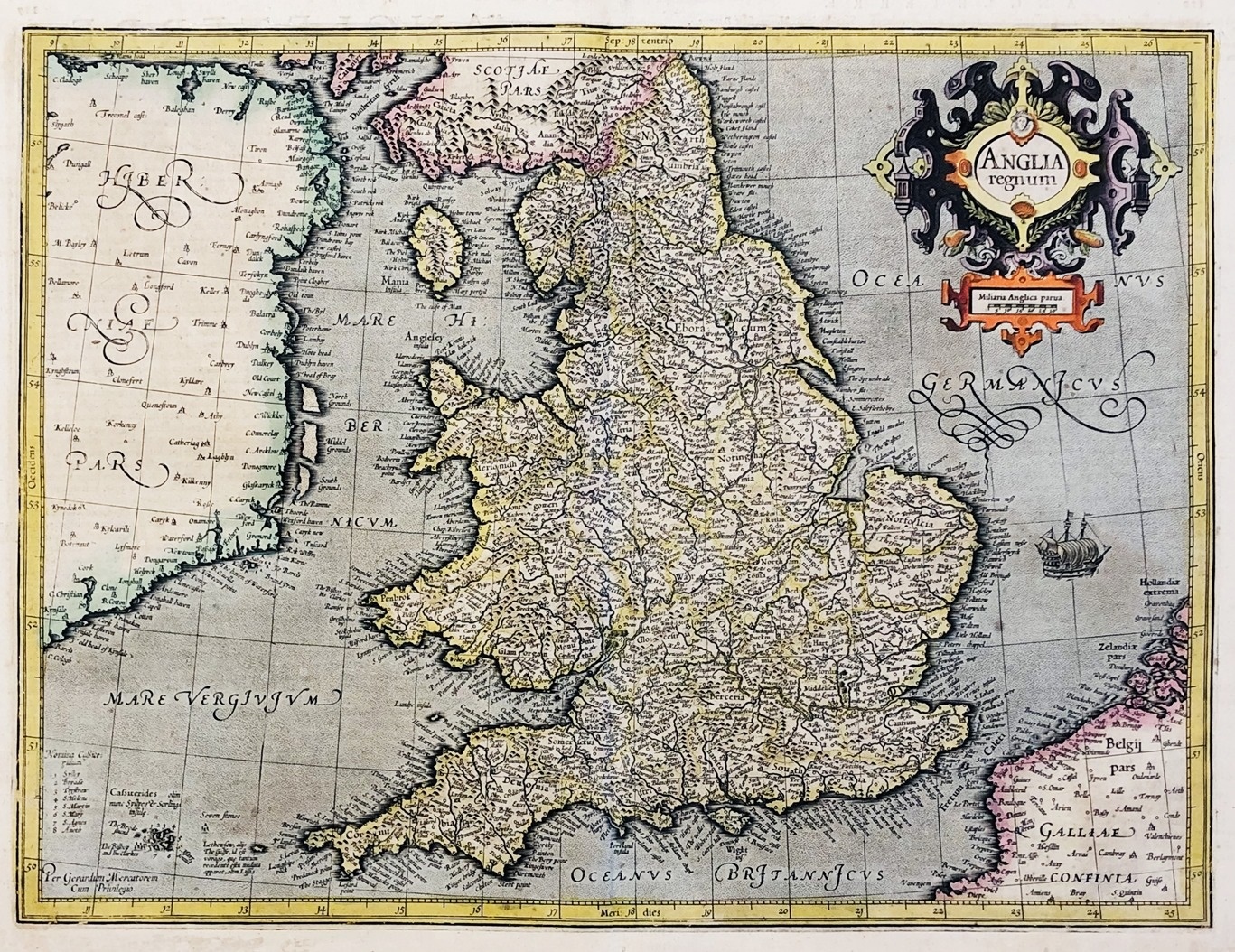 "Anglia Regnum" - England Anglia Great Britain by Mercator, Gerhard ...