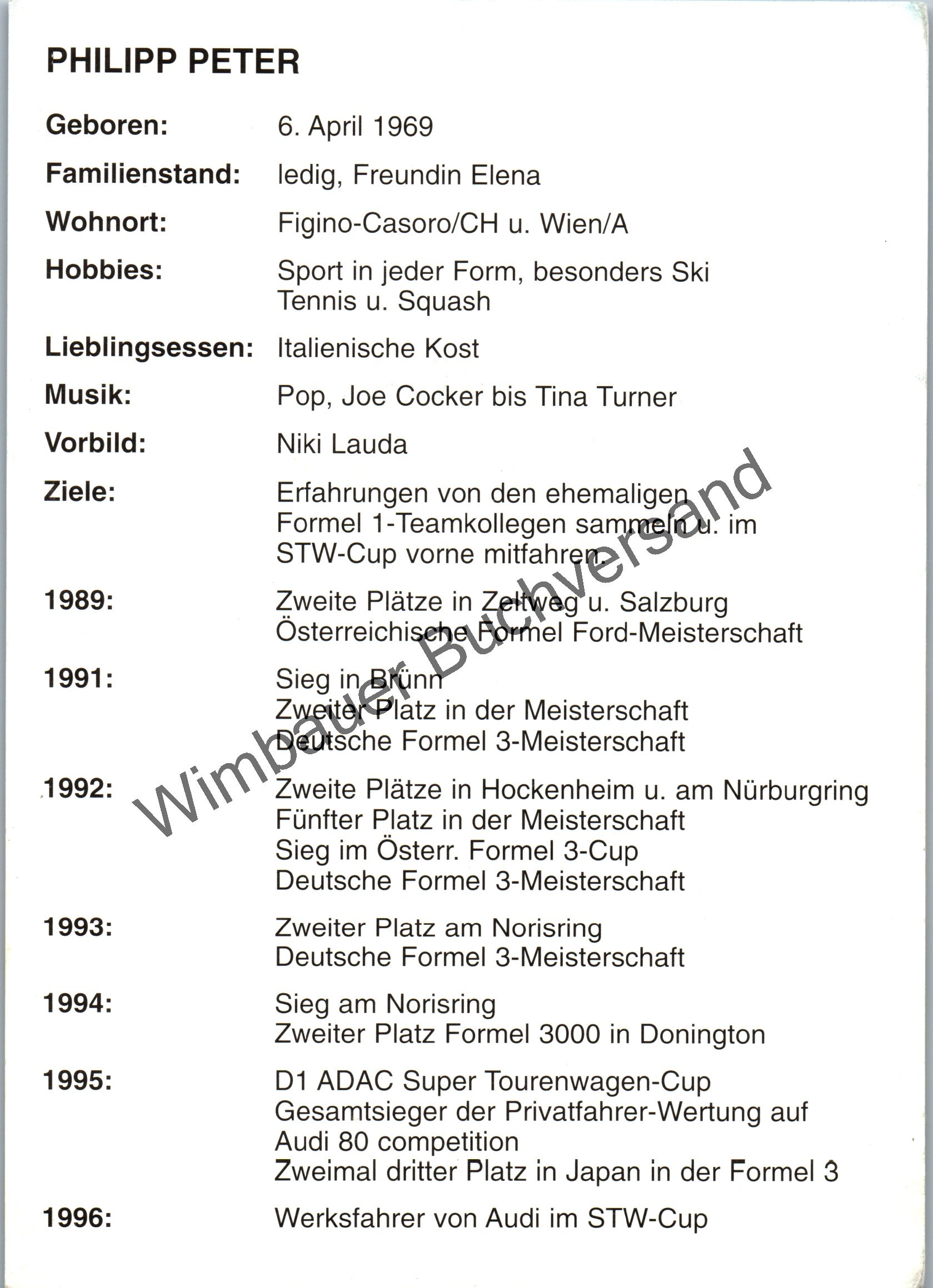 Original Autogramm Philipp Peter (*1969) Automobilrennfahrer ...