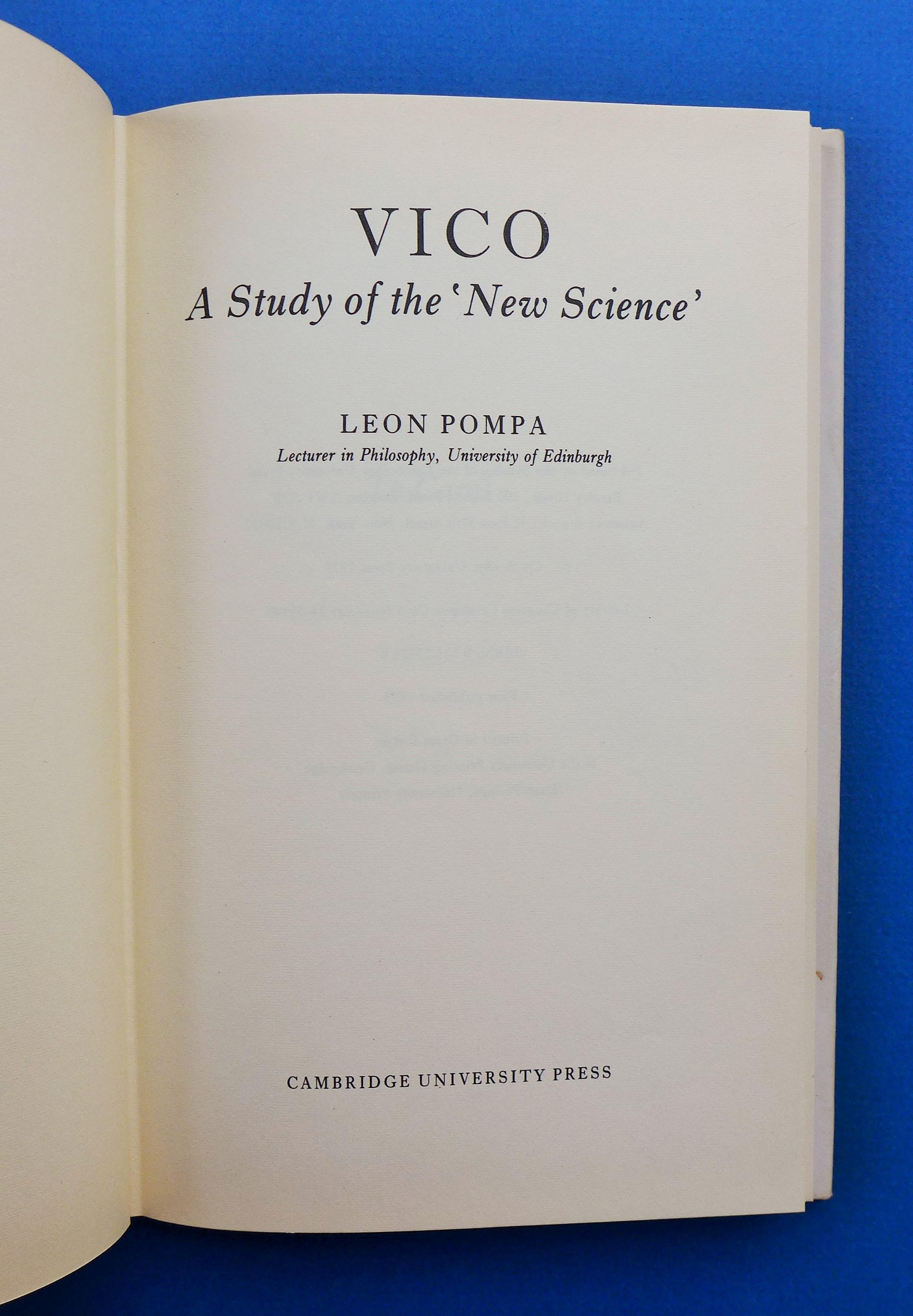 Vico: A Study of the 'New Science' by Pompa, Leon [Vico]: Very Good ...