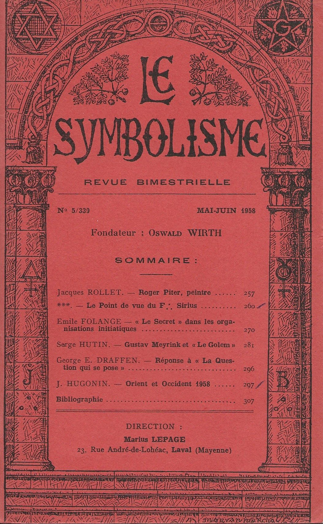 LE SYMBOLISME. Revue bimestrielle. Fondateur : Oswald Wirth. by ...