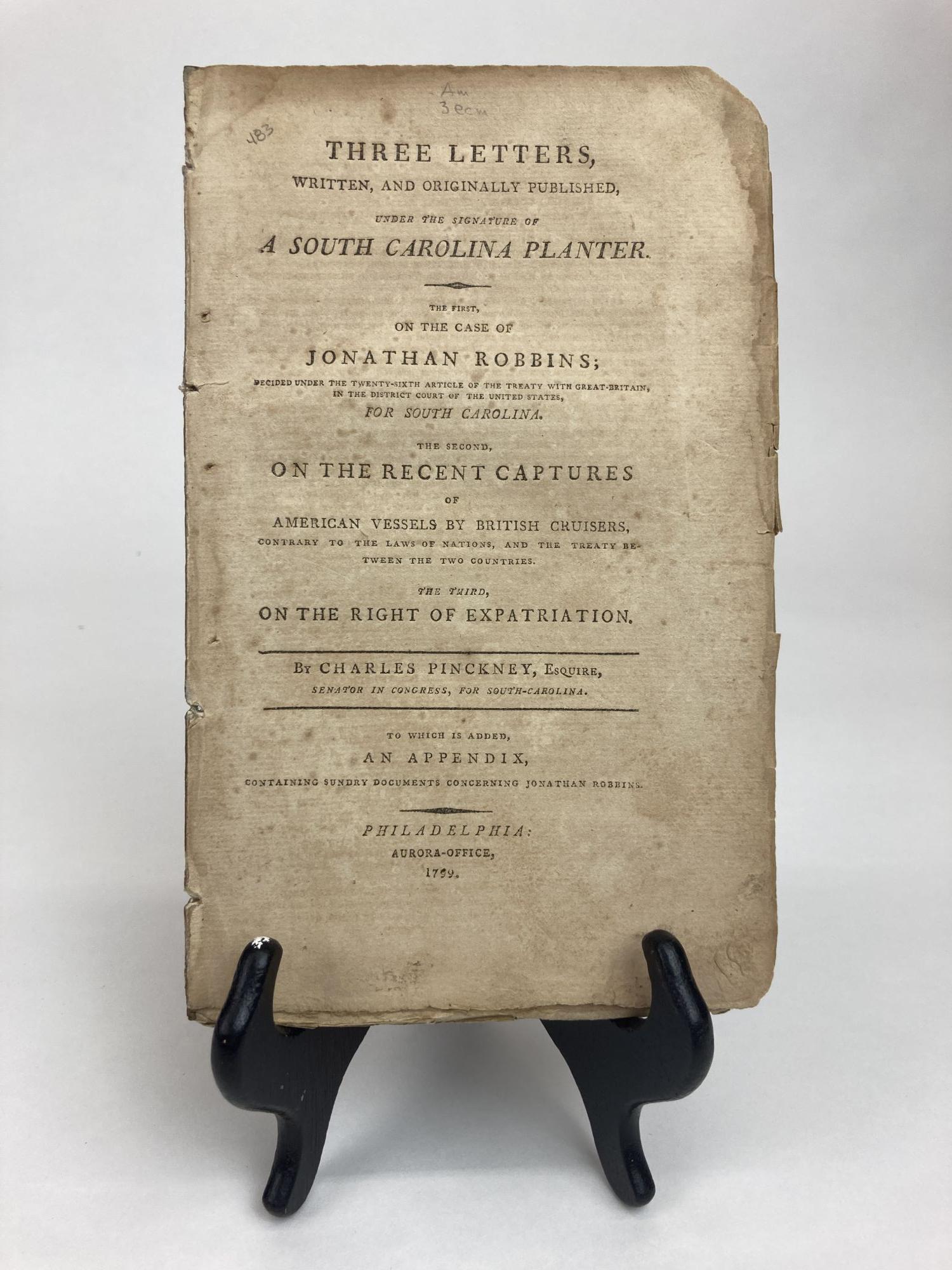 Three Letters, Written, and Originally Published, under the Signature ...