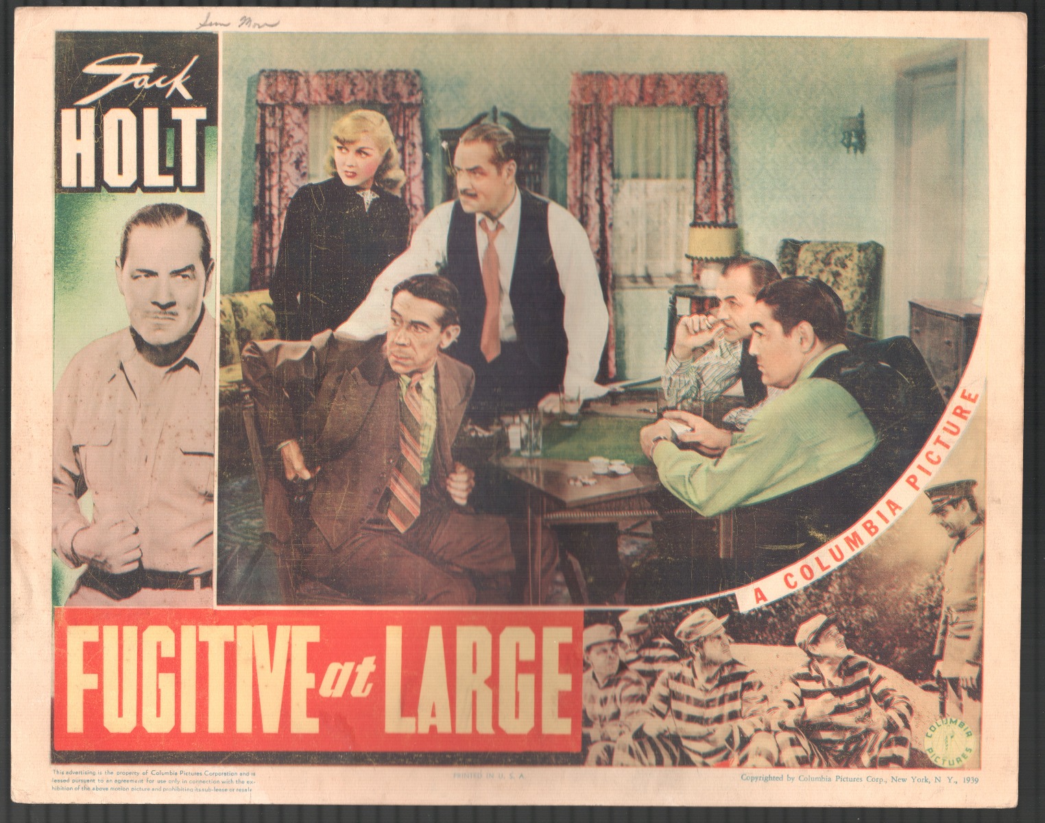 Fugitive at Large X 11'x14' Lobby Card Patricia Ellis Jack Holt Arthur ...