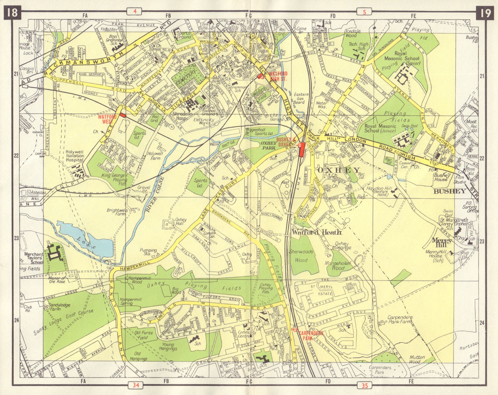 Oxhey by The Geographia Map Company | Antiqua Print Gallery