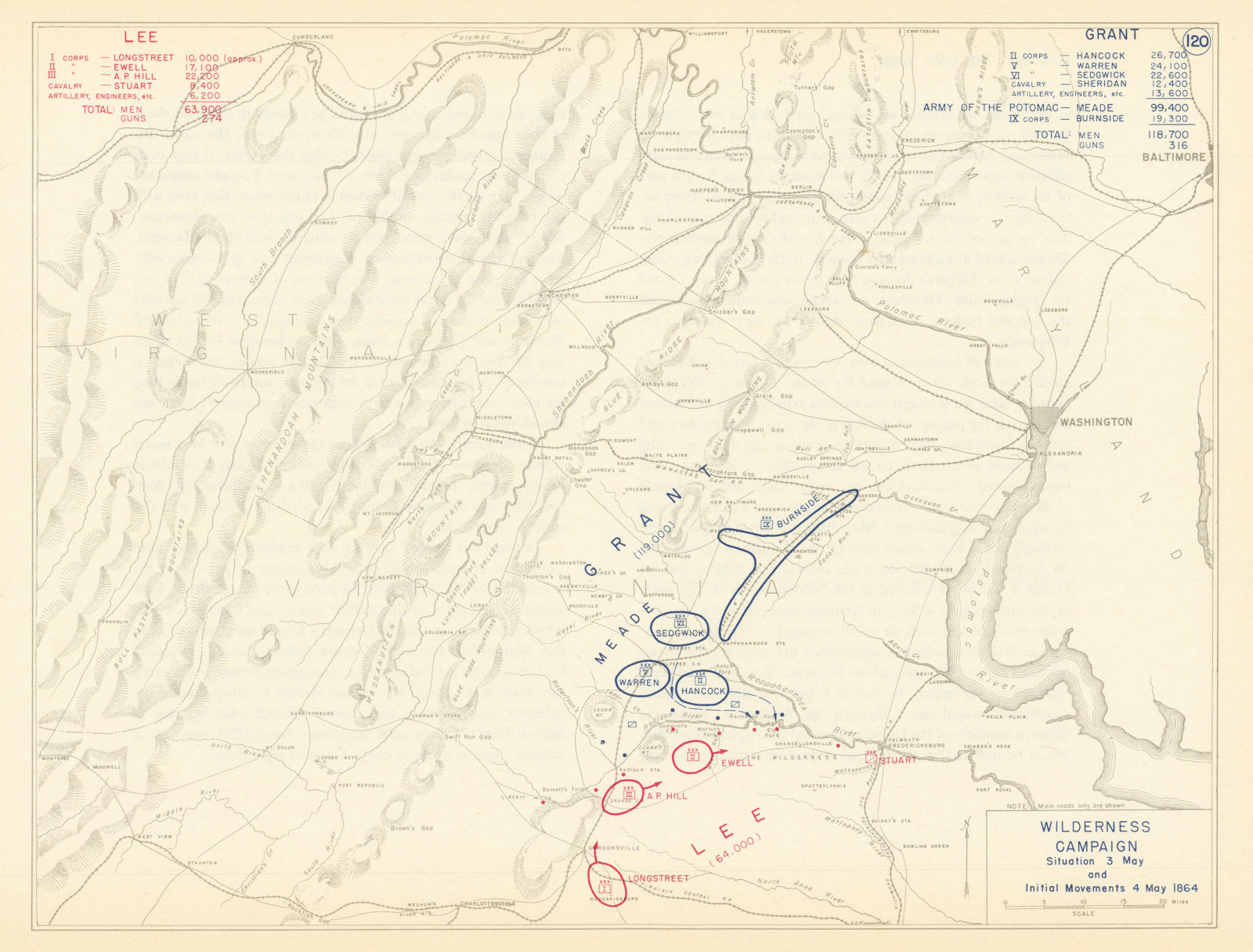 Wilderness Campaign - Situation 3 May and Initial Movements 4 May 1864 ...