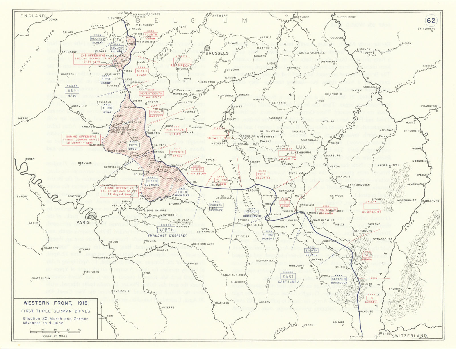 Western Front, 1918 - First Three German Drives - Situation 20 March ...