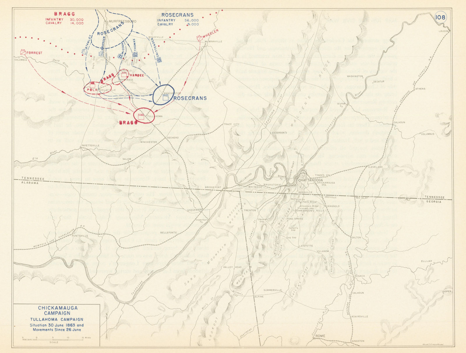 Chickamauga Campaign - Tullahoma Campaign - Situation 30 June 1863 and ...