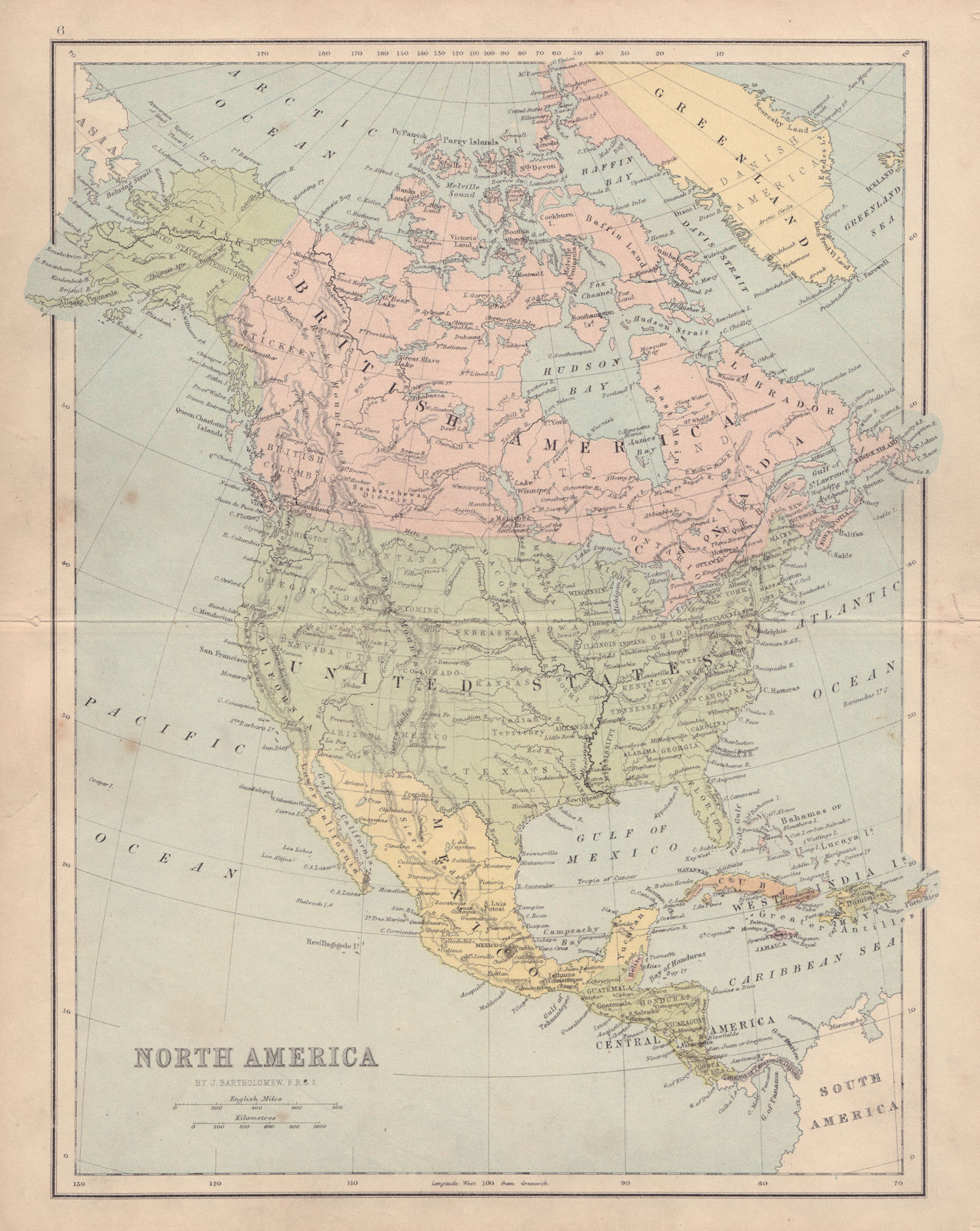 North America; Inset map of England by Collins, William & Sons: (1873 ...