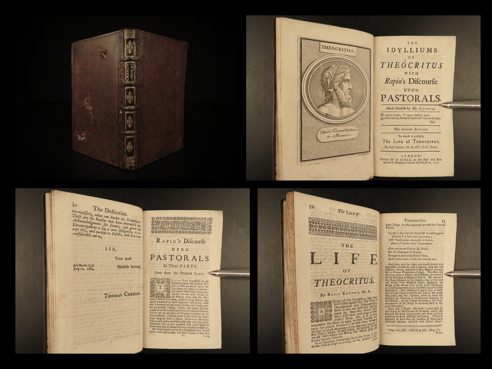 1713 ENGLISH Idylls of Theocritus Ancient Greek Poetry... | Barnebys