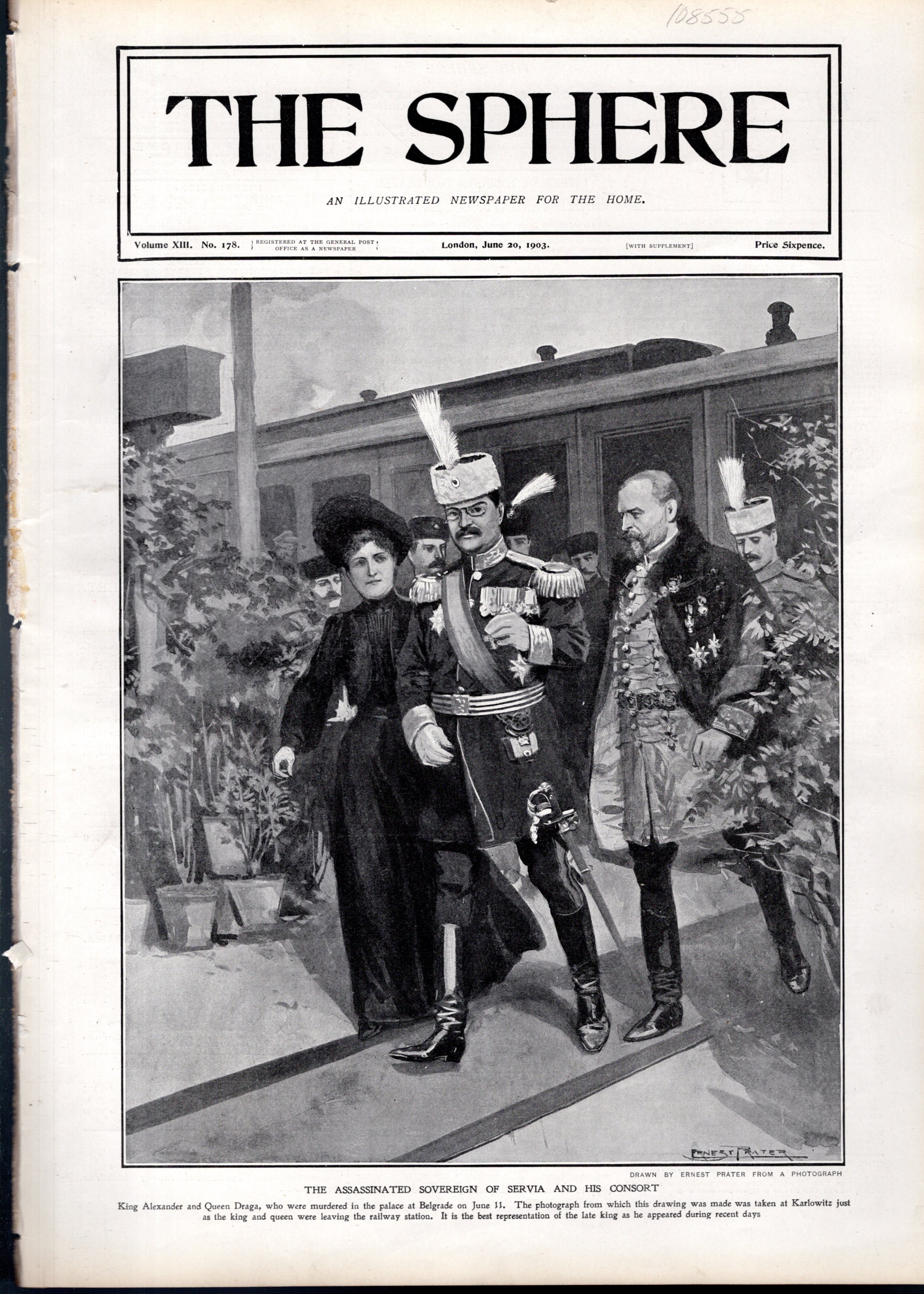 ENGRAVING: "The Assassinated Soverign of Servia and His Consort ...