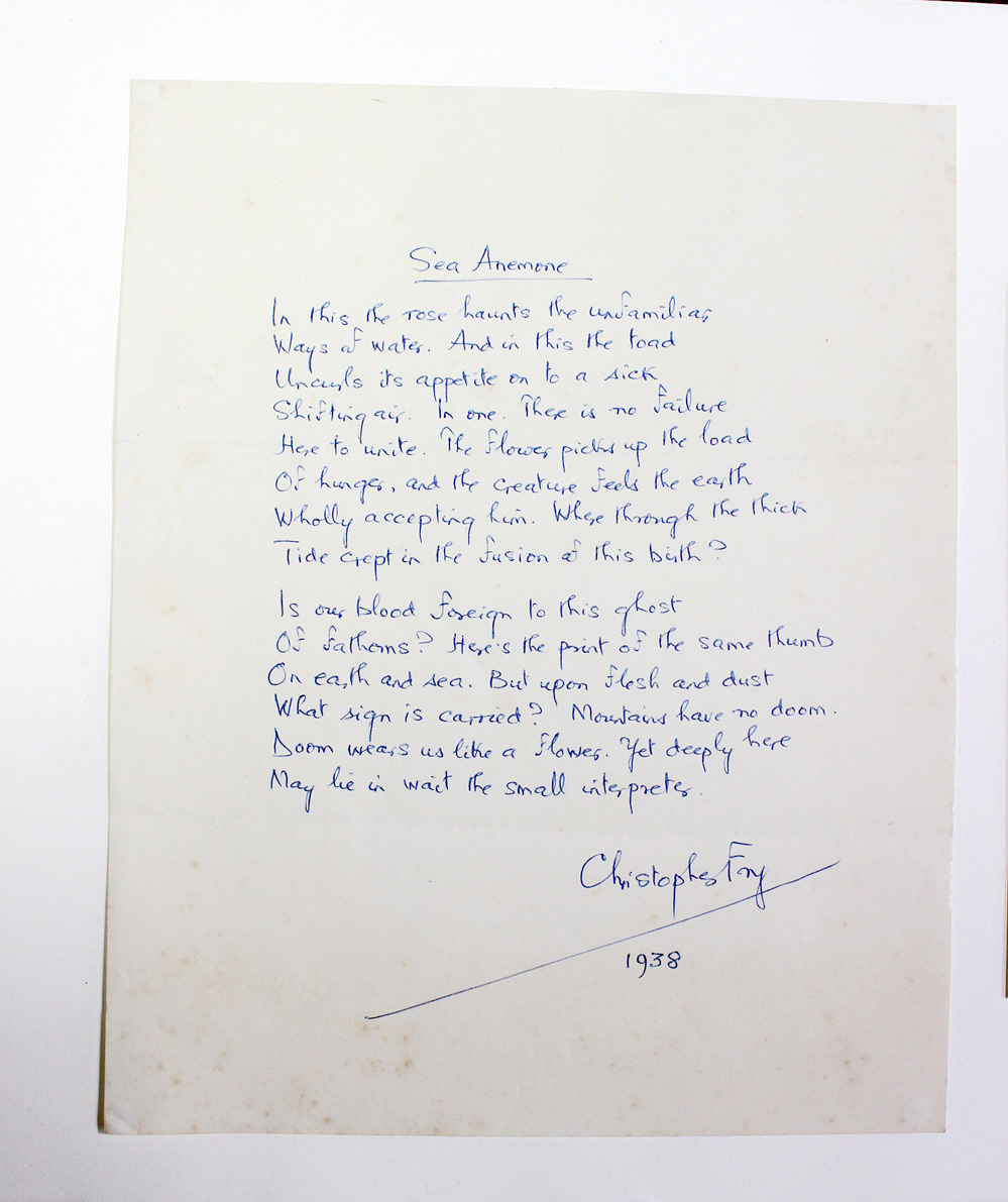 An Original Hand Written Poem and Letter from Christopher Fry. by ...