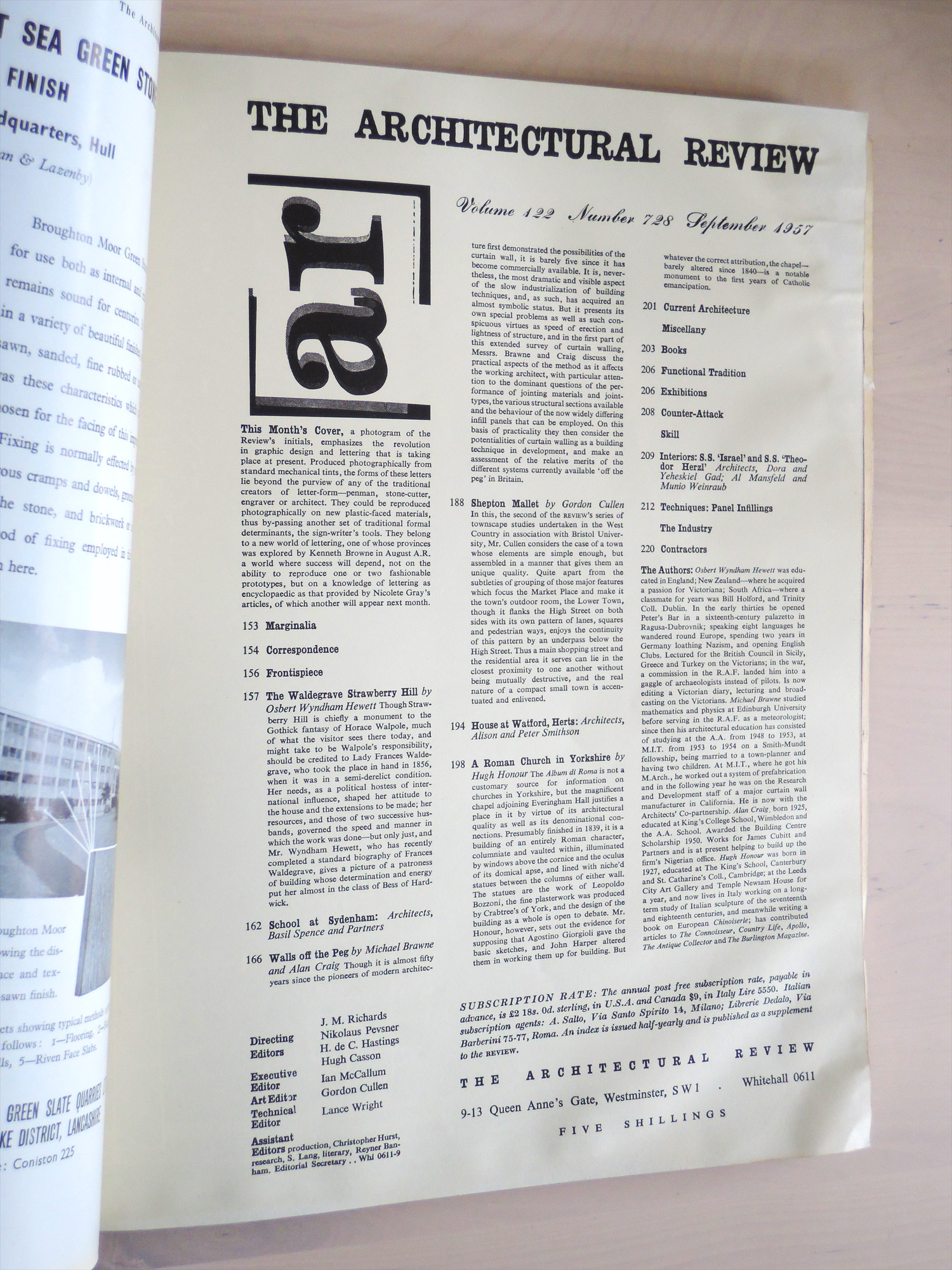 The Architectural Review Magazine, September 1957, Volume CXXII No: 728 ...