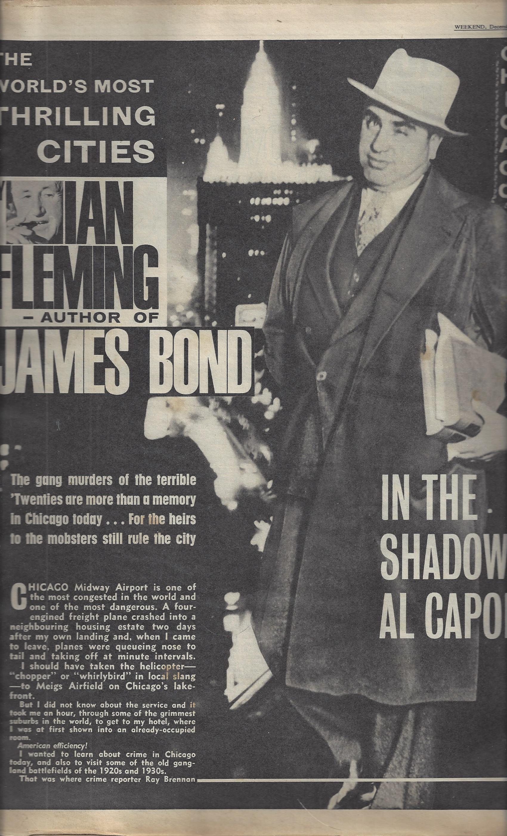 "CHICAGO - IN THE SHADOW OF AL CAPONE" in UK WEEKEND weekly newspaper ...