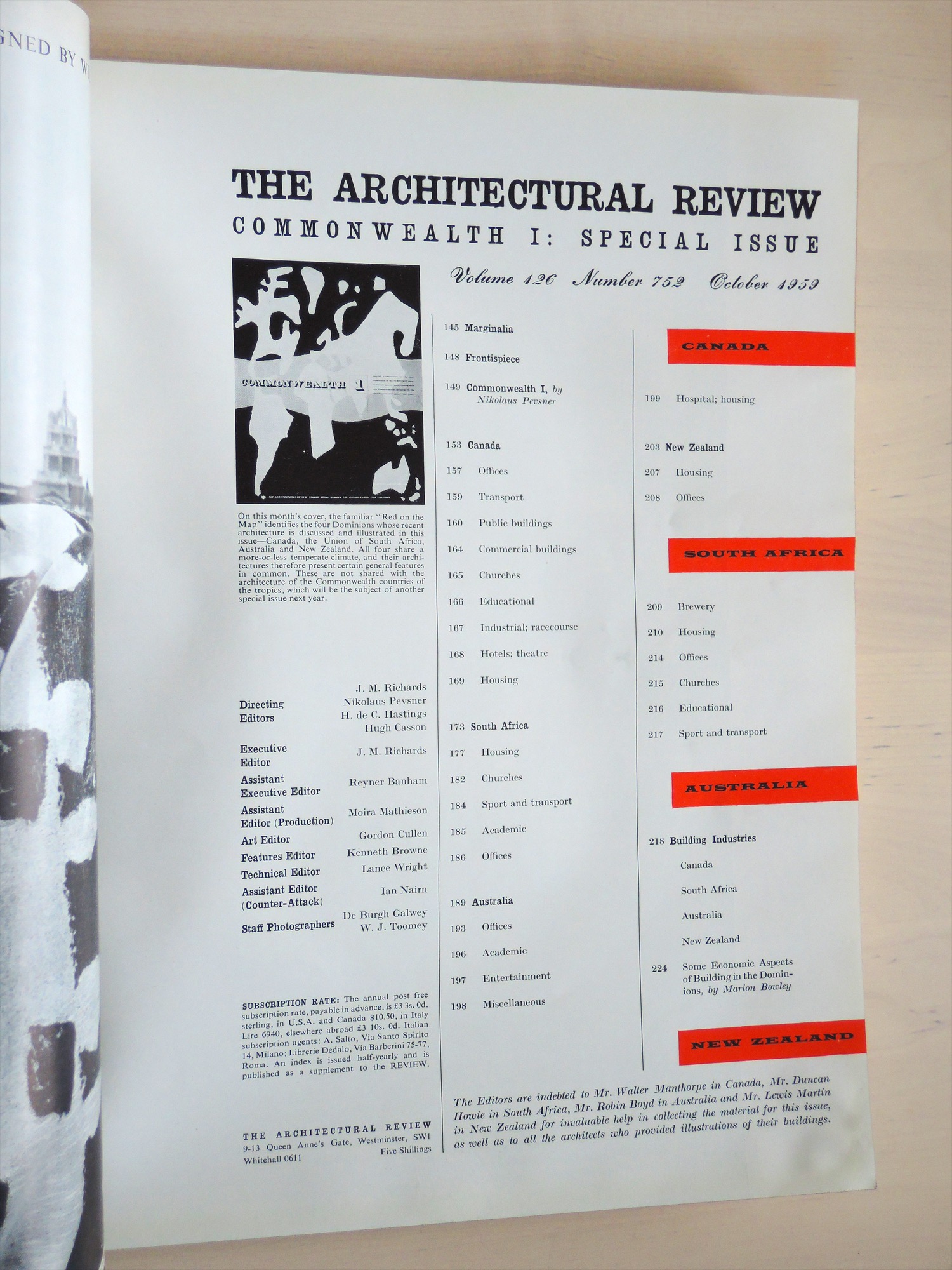The Architectural Review Magazine, October 1959, Volume CXXV No: 752 by ...