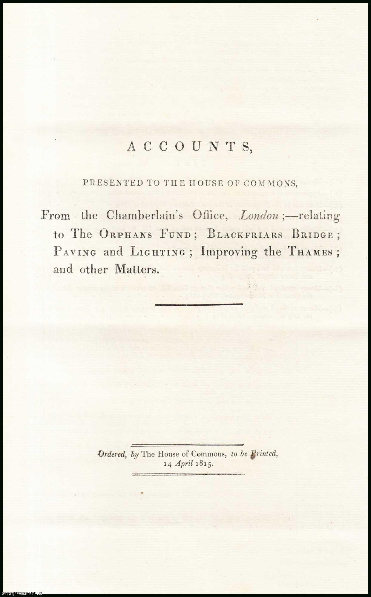 [Blue Book Report]. Accounts from the Lord Chamberlain's Office, London ...