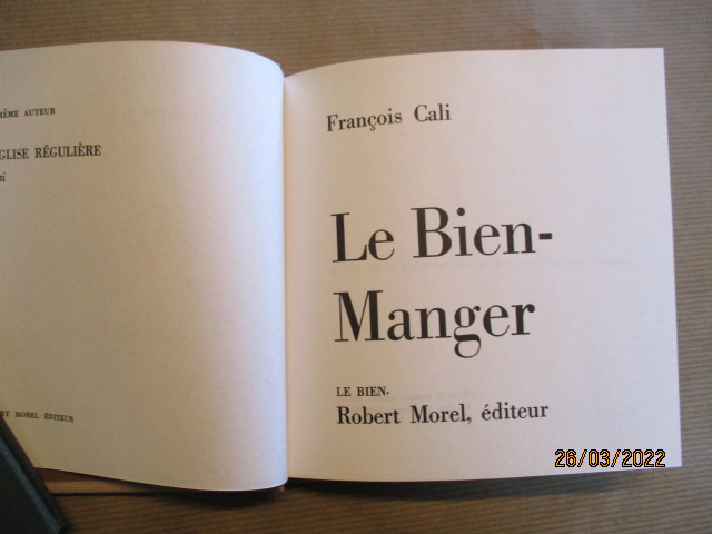 Le bien-manger. by CALI (François): (1967) | LE MUSEE DU LIVRE