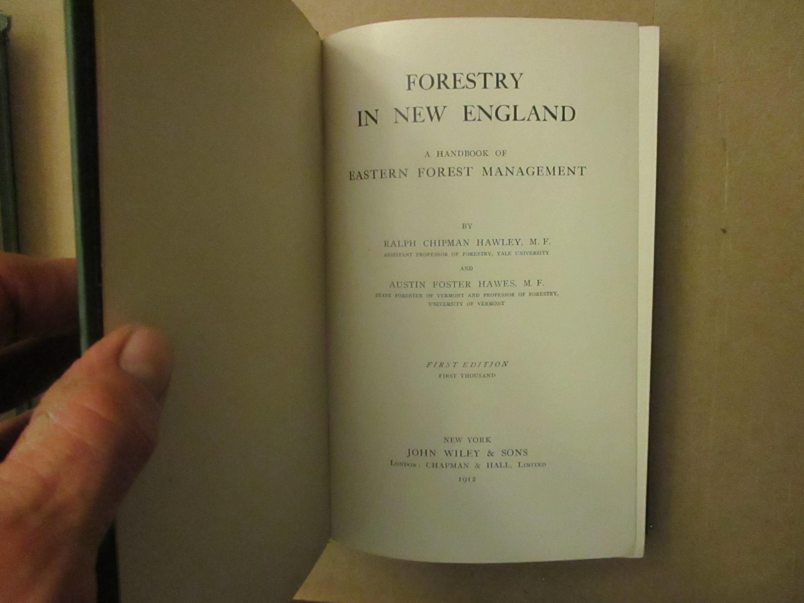 Forestry In New England first thousand by Hawley And Hawes: Very Good ...