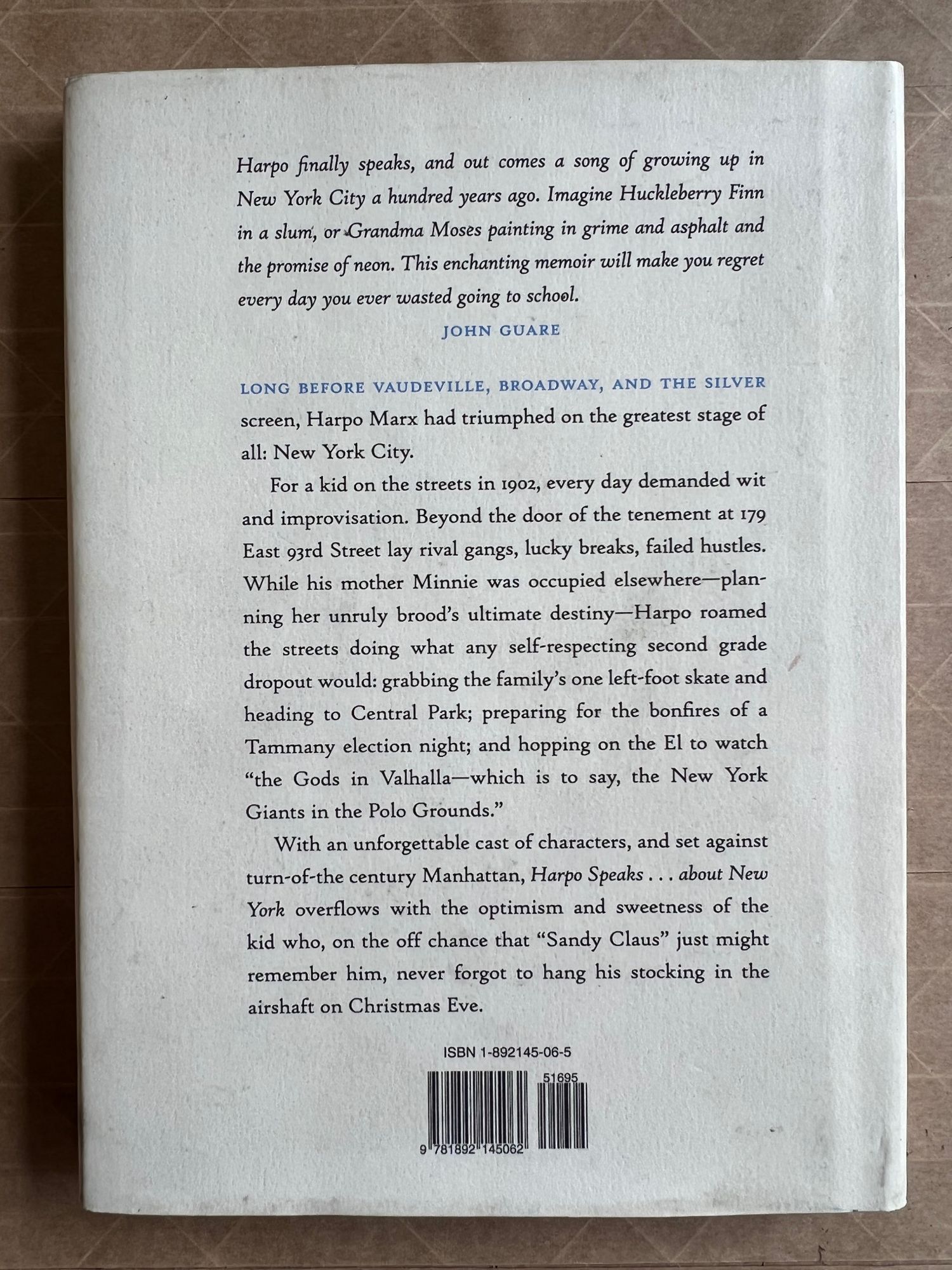 Harpo Speaks-- About New York; by Harpo Marx with Rowland Barber; with ...