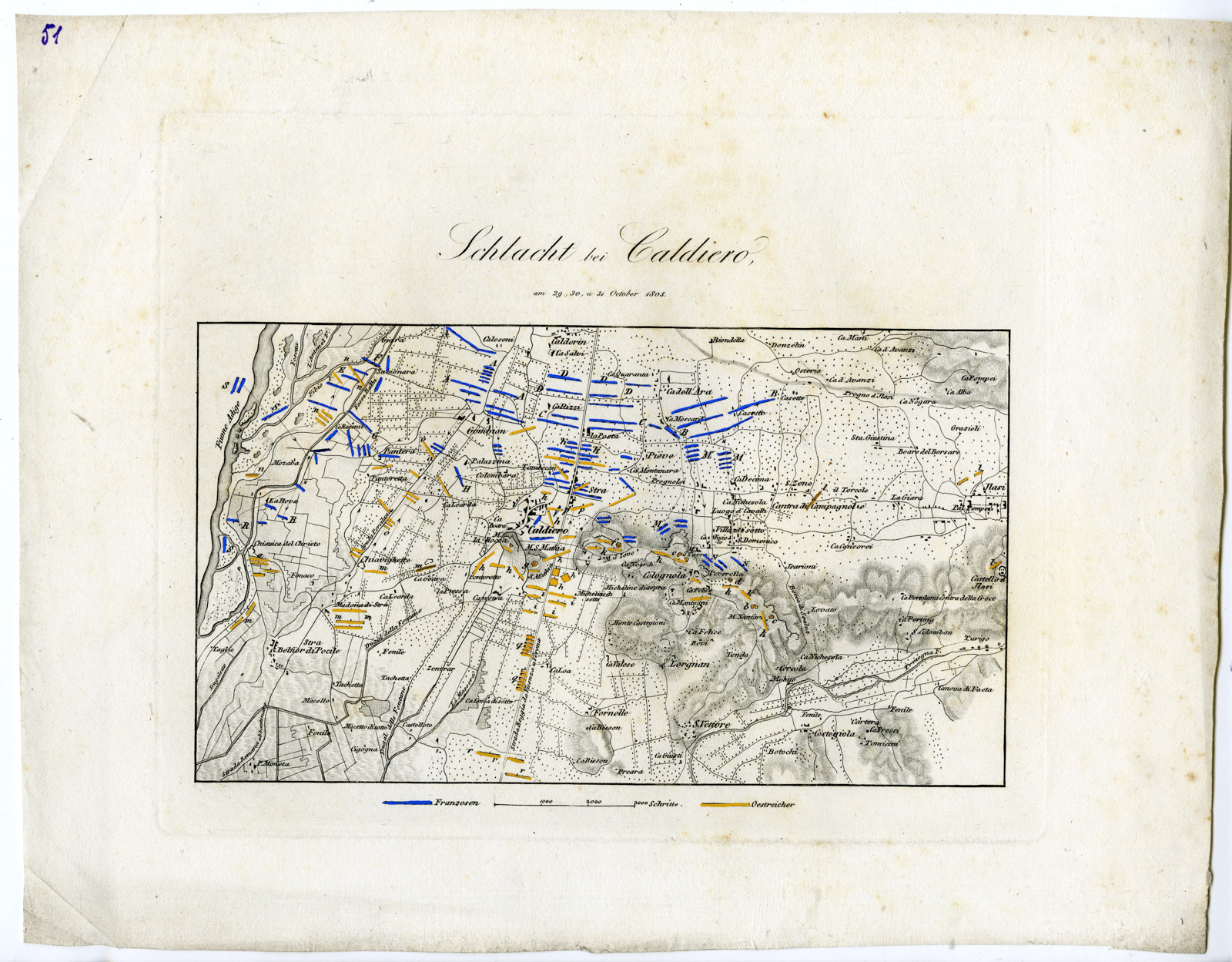 Antique Map-BATTLE OF CALDIERO-ITALY-von Rothenburg-1837 by anaonymous ...