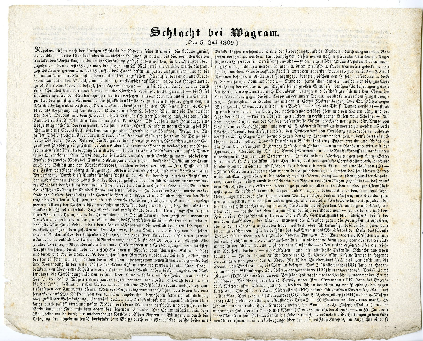 Antique Map-BATTLE OF WAGRAM-AUSTRIA-von Rothenburg-1837 by Anonymous ...