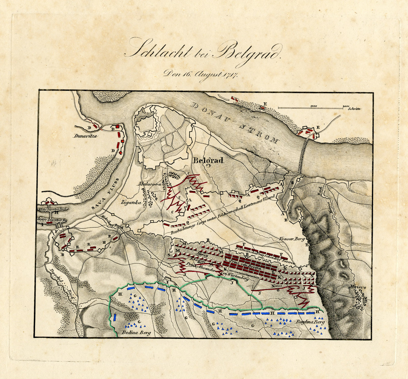 Antique Map-BATTLE OF BELGRADE-SERBIA-von Rothenburg-1837 by Anonymous ...