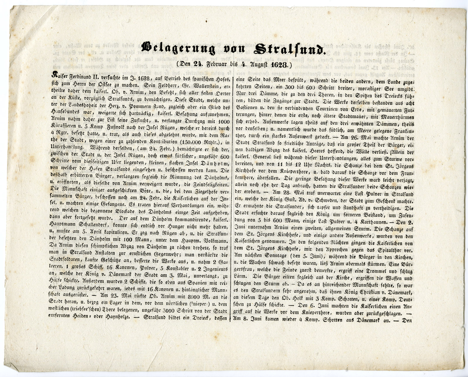 Antique Map-SIEGE OF STRALSUND-GERMANY-30 YEARS' WAR-Biller-von ...