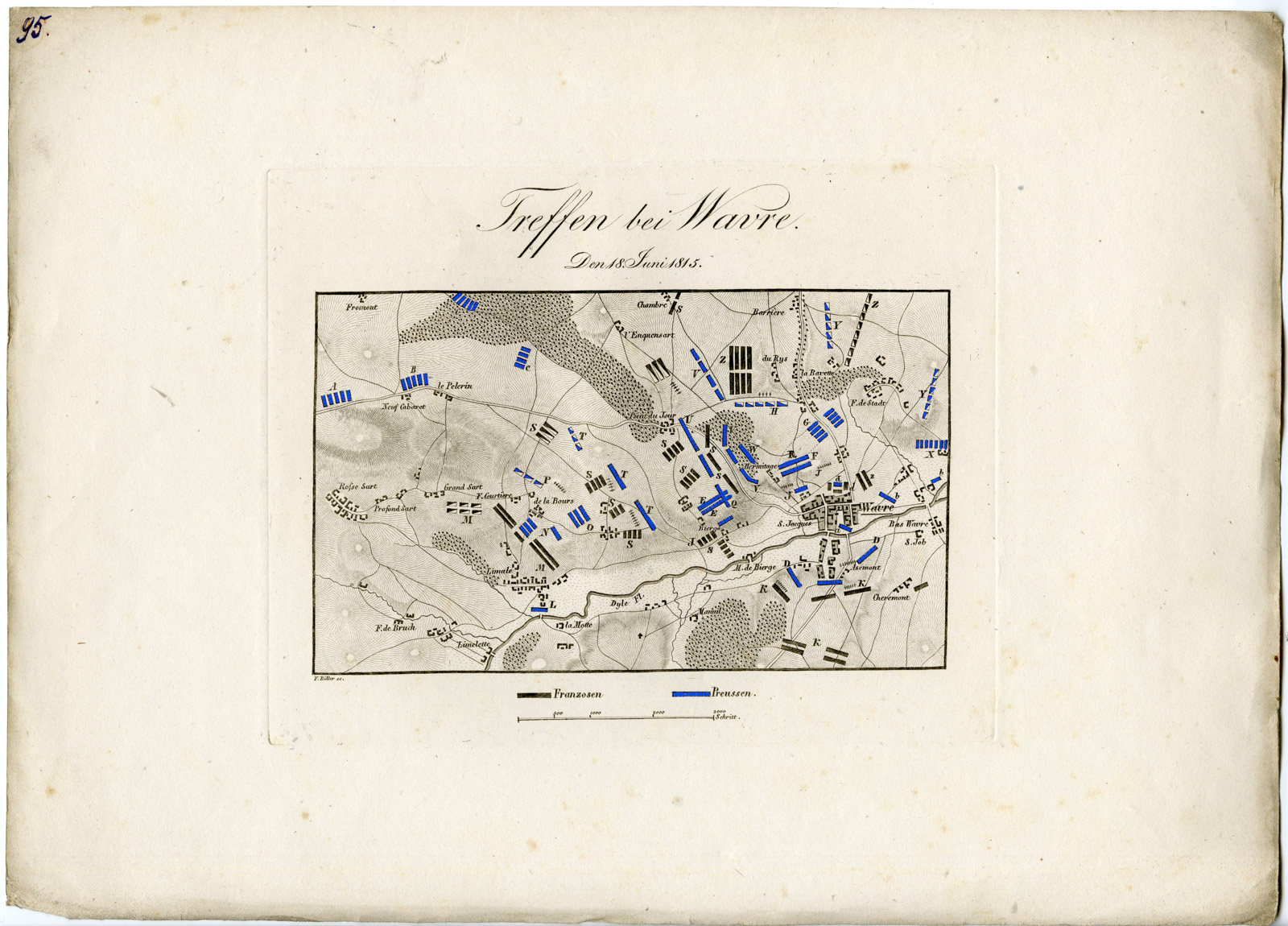 Antique Map-BATTLE OF WAVRE-BELGIUM-Biller-von Rothenburg-1837 by F ...
