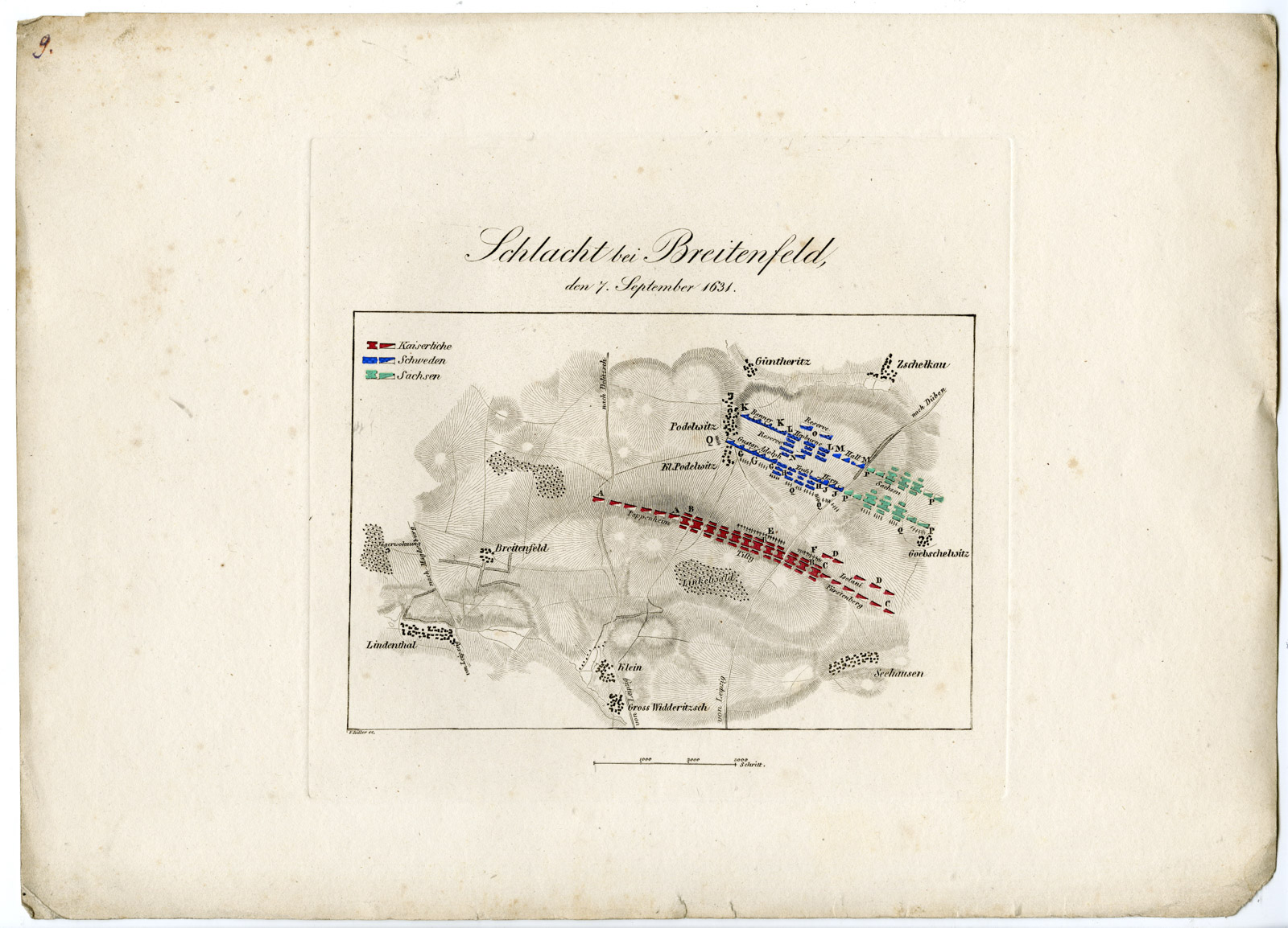 Antique Map-BATTLE OF BREITENFELD-GERMANY-30 YEARS' WAR-Biller ...