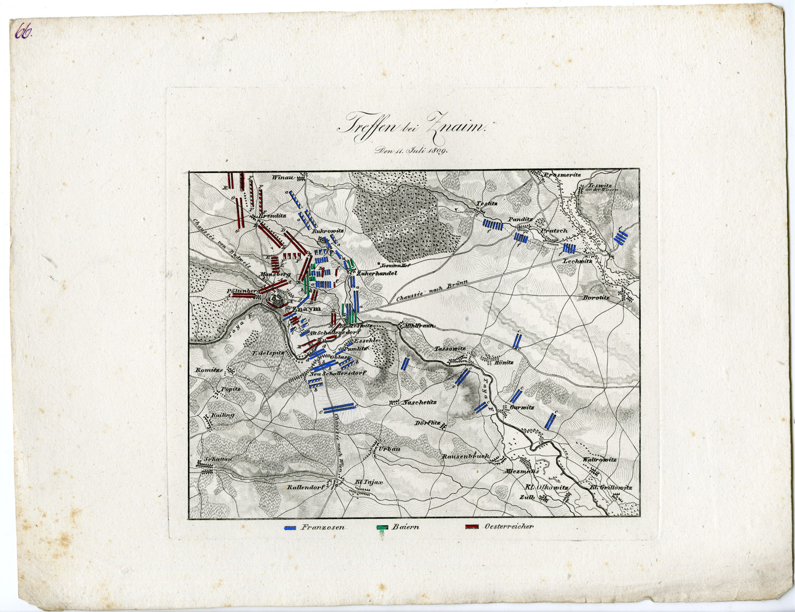 Antique Map-BATTLE OF ZNAIM-ZNOJMO-CZECH REPUBLIC-von Rothenburg-1837 ...