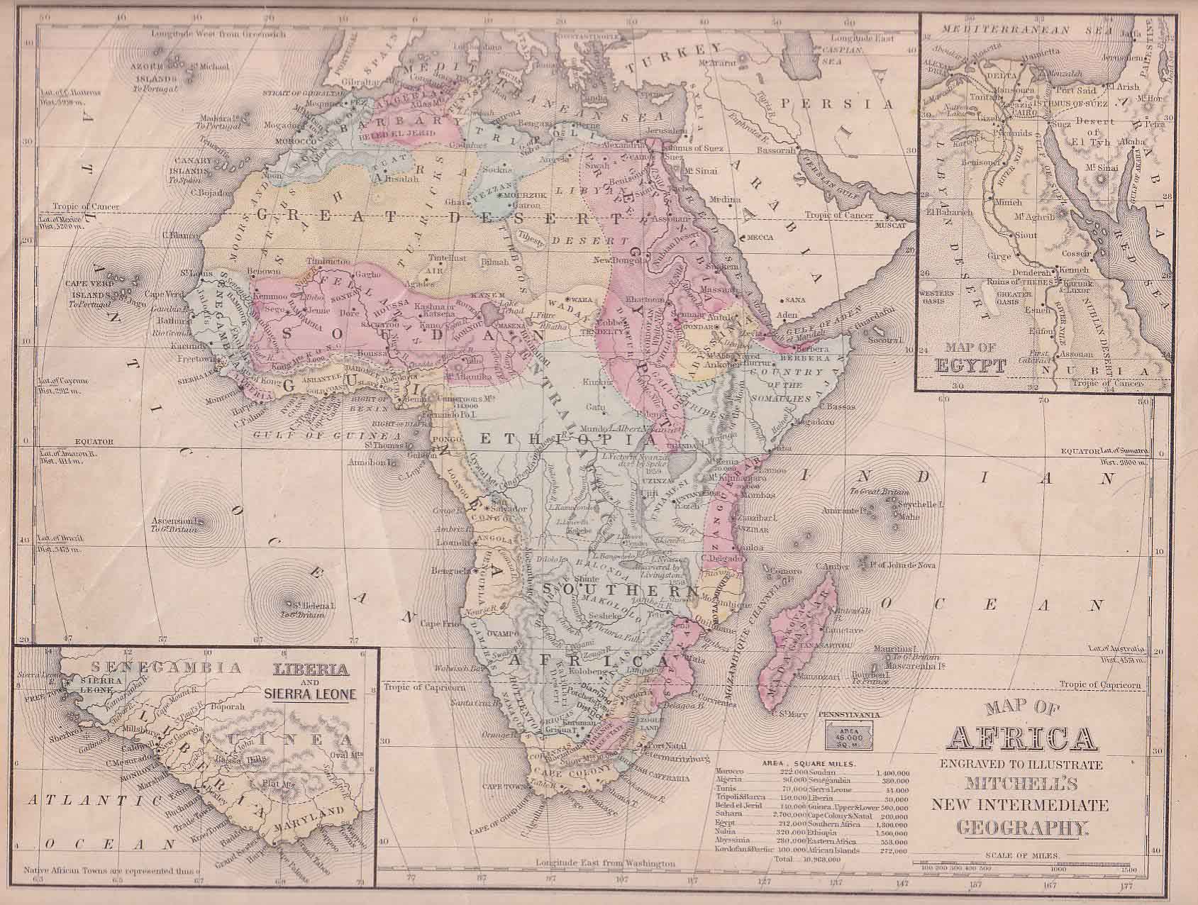 Map of Africa engraved to illustrate Mitchell's New Intermediate ...