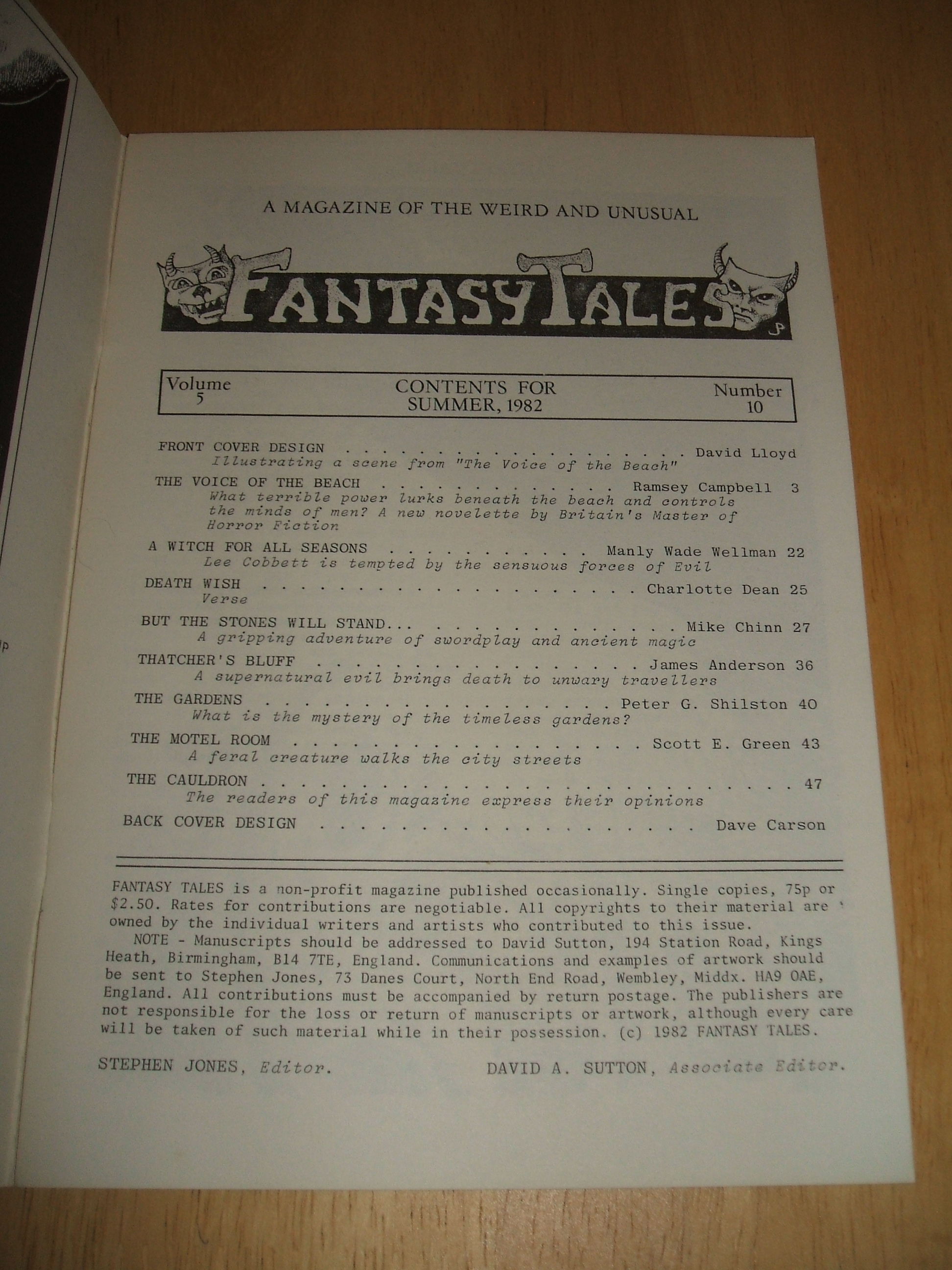 Fantasy Tales: A Magazine Of The Weird And Unusual Summer 1982 Vol. 5 ...