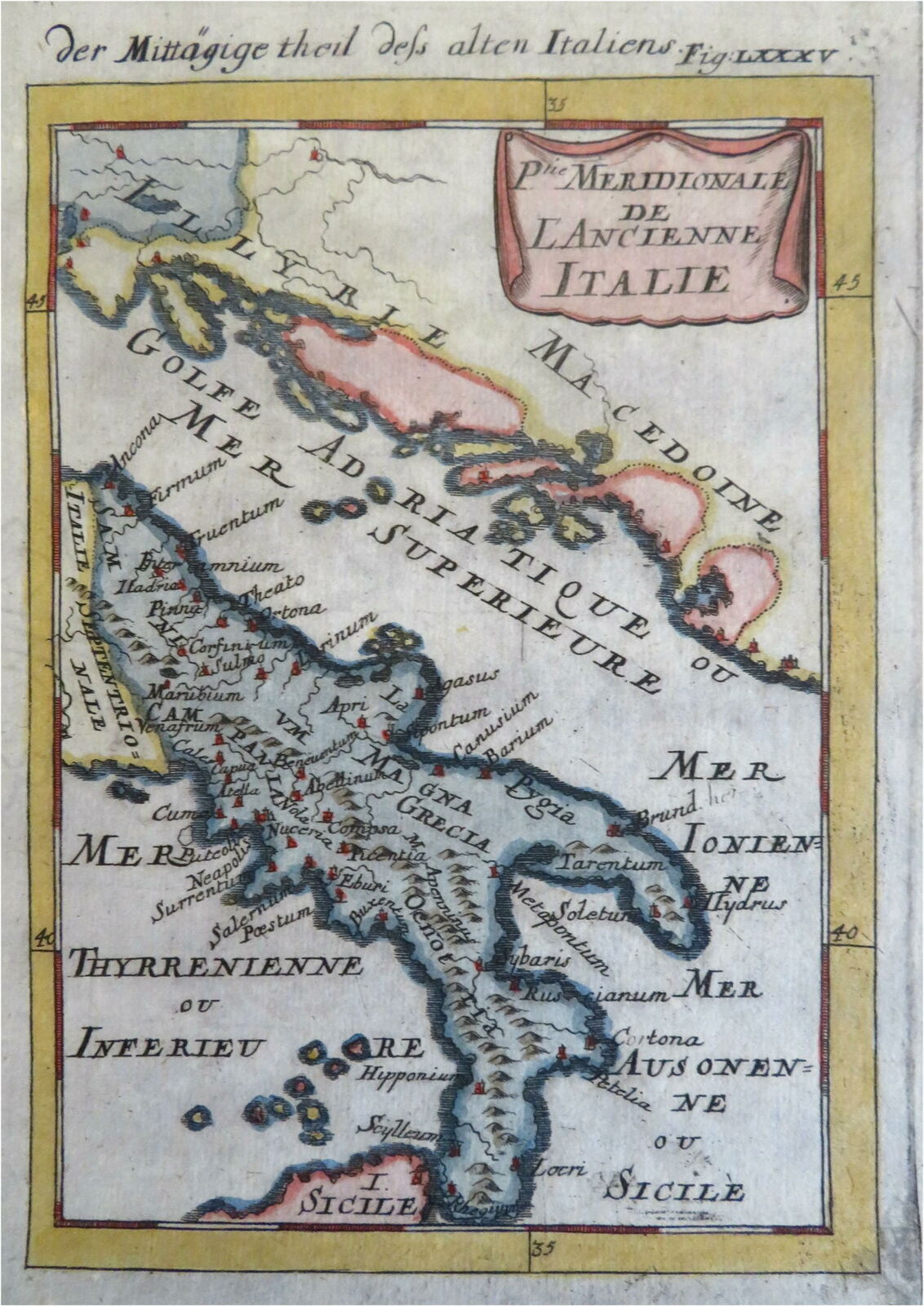 Southern Italy Ancient World Roman Empire Sicily 1719 Mallet map: (1719 ...