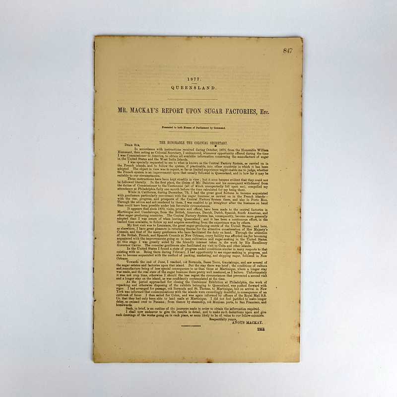Mr. Mackay's Report Upon Sugar Factories, Etc. by Angus Mackay: Good ...
