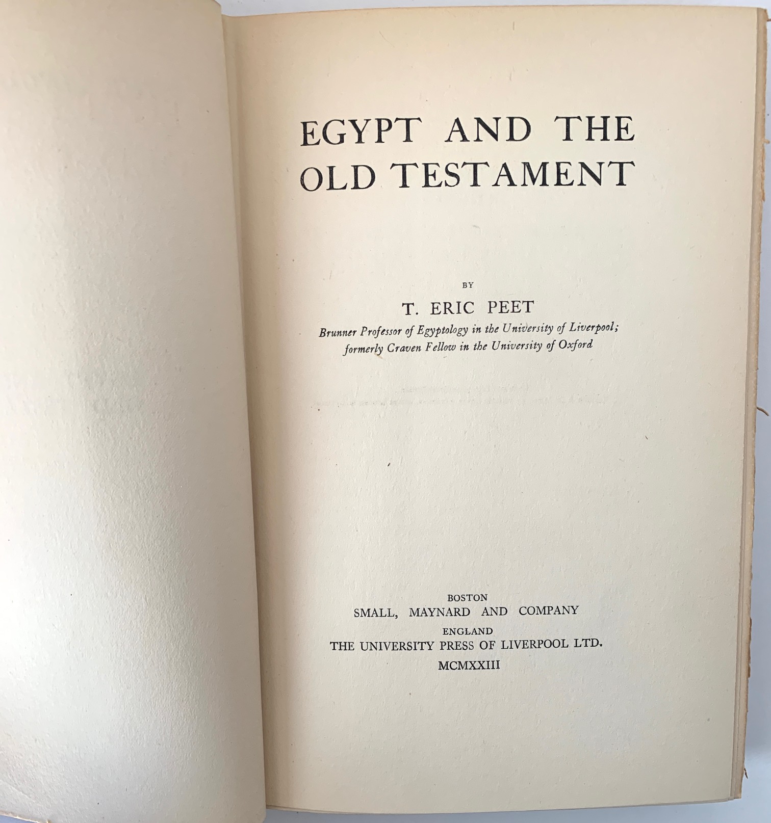 Egypt and the Old Testament by PEET, T. Eric (1882-1934): Very Good ...