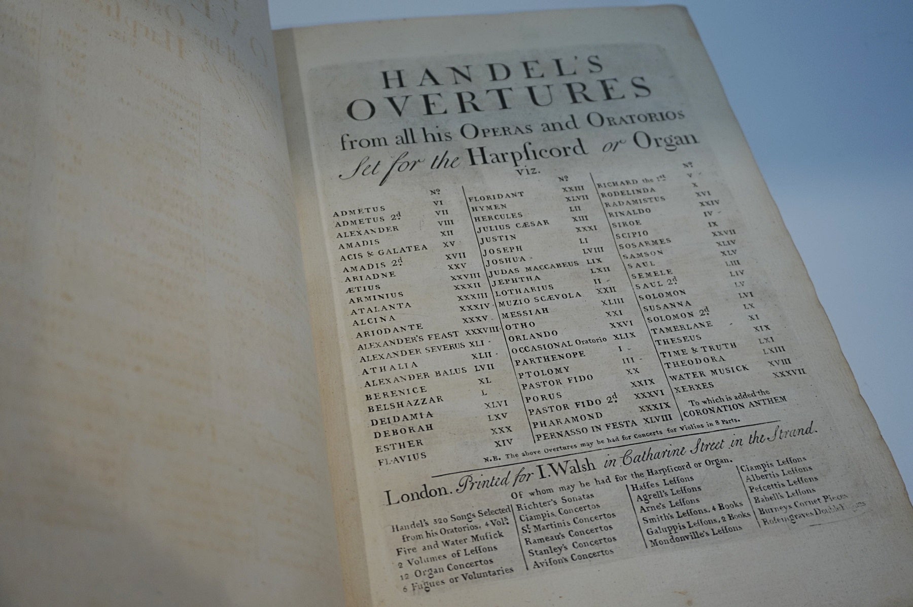 HANDEL'S OVERTURES FROM ALL HIS OPERAS AND ORATORIOS. Set for the ...