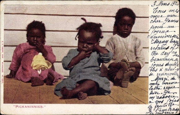 Ansichtskarte / Postkarte USA, Pickaninnies, drei kleine Kinder: (1904 ...