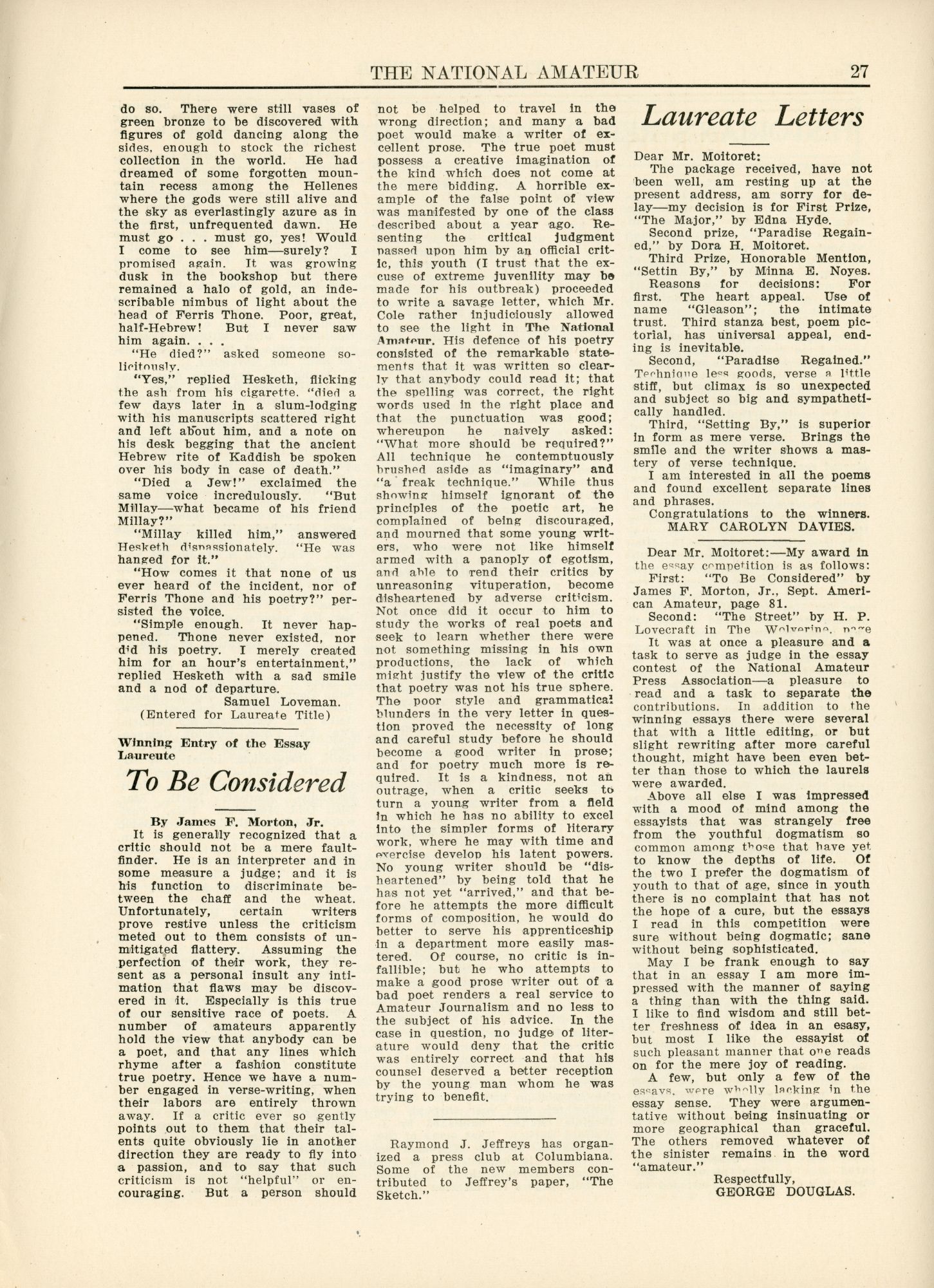 The National Amateur. Vol. XLVI, No. 3. January 1922. Featuring The ...