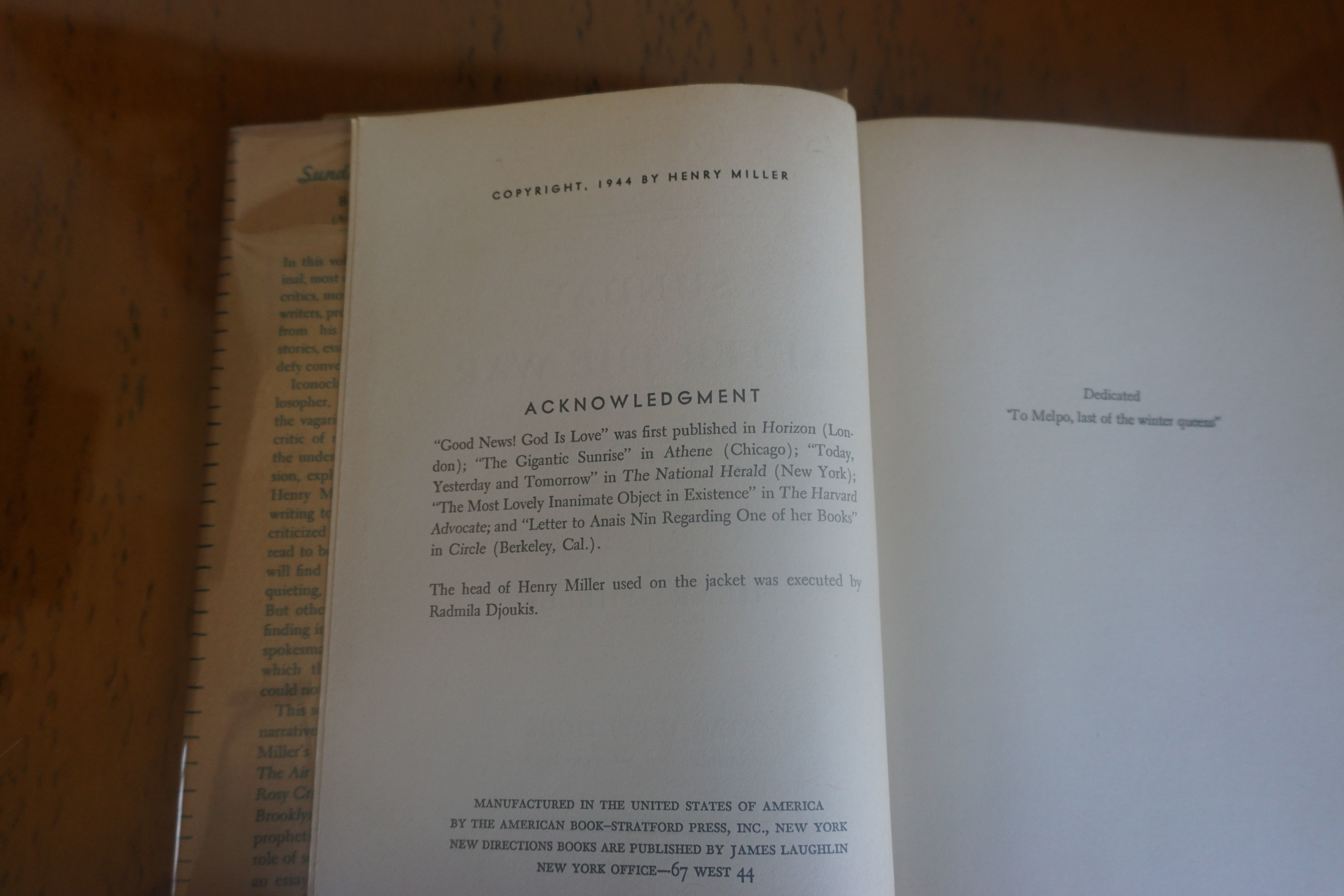 Sunday After the War by Henry Miller: Near Fine Hardcover (1944) 1st ...