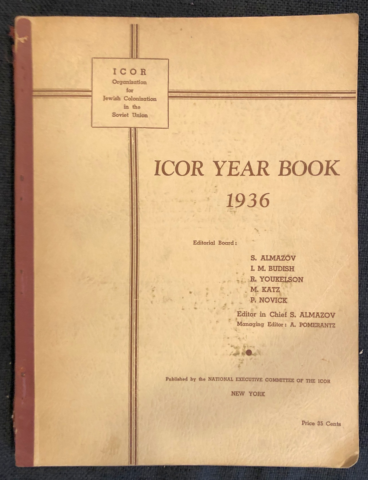 IKOR YOR-BUKH 1936. ICOR YEAR BOOK 1936 [THIRD AND FINAL VOLUME ...