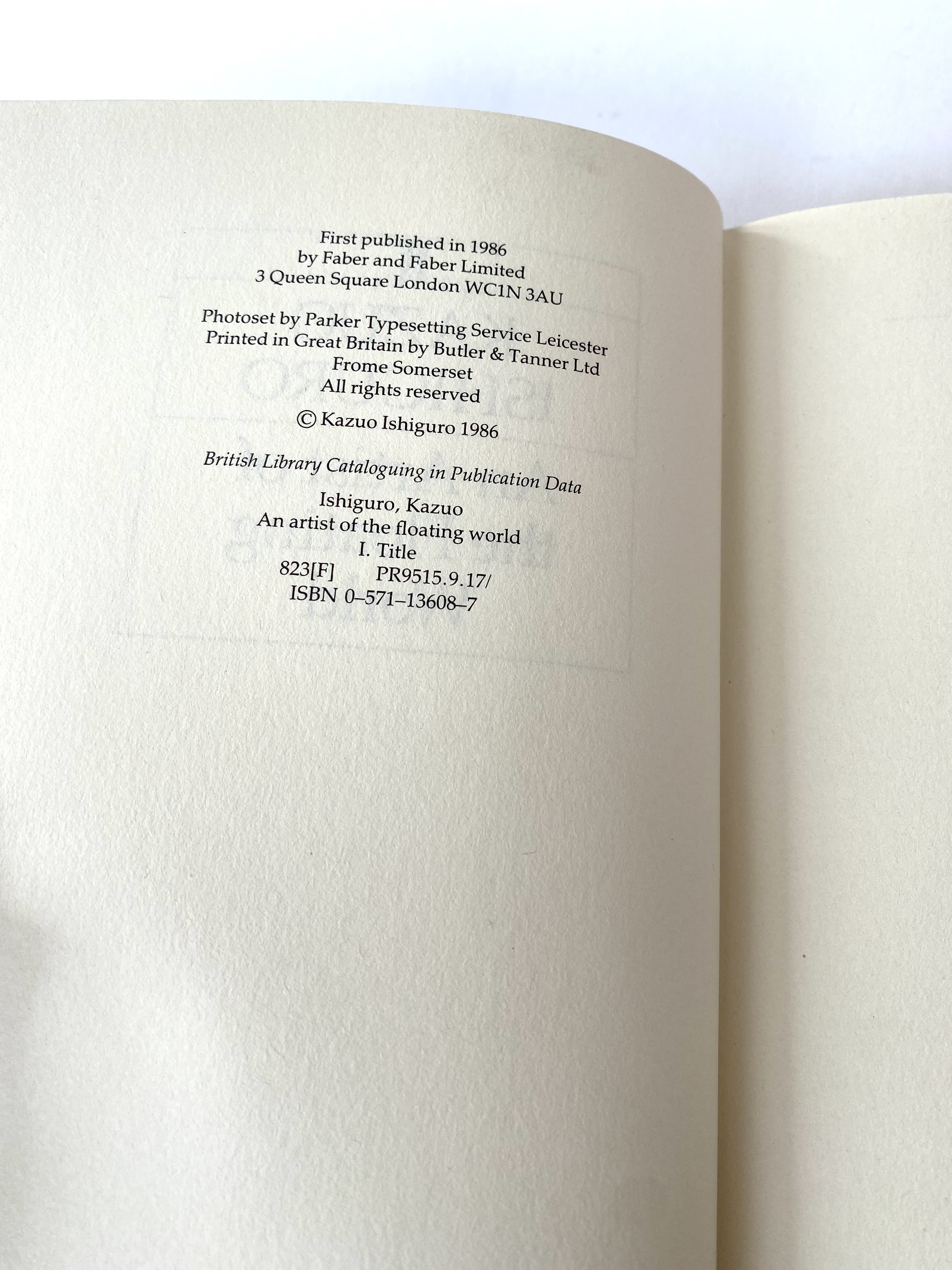 An Artist of the Floating world by ISHIGURO, Kazuo: Fine Hardcover ...