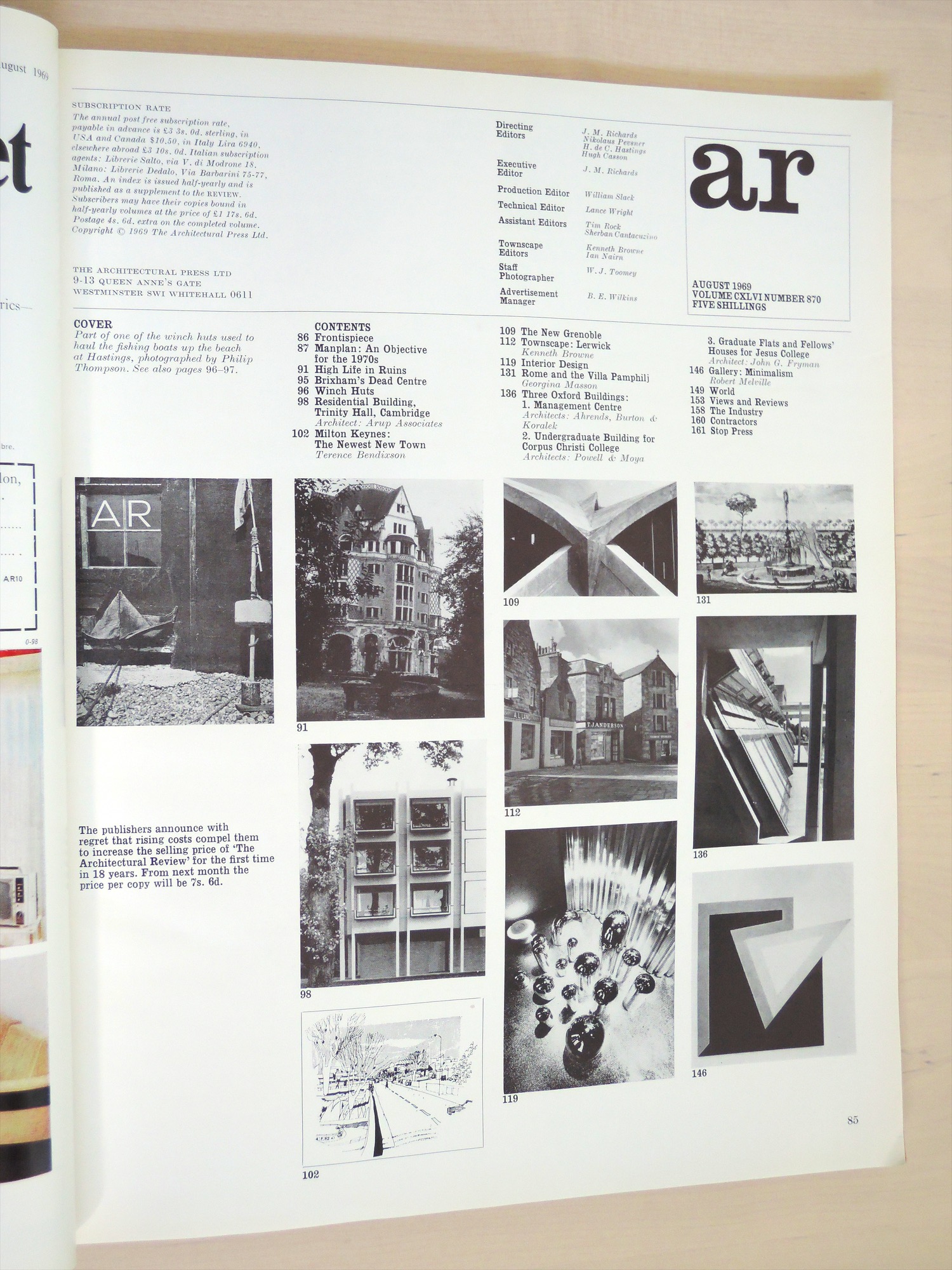 The Architectural Review Magazine, August 1969, Volume CXLVI Number 870 ...